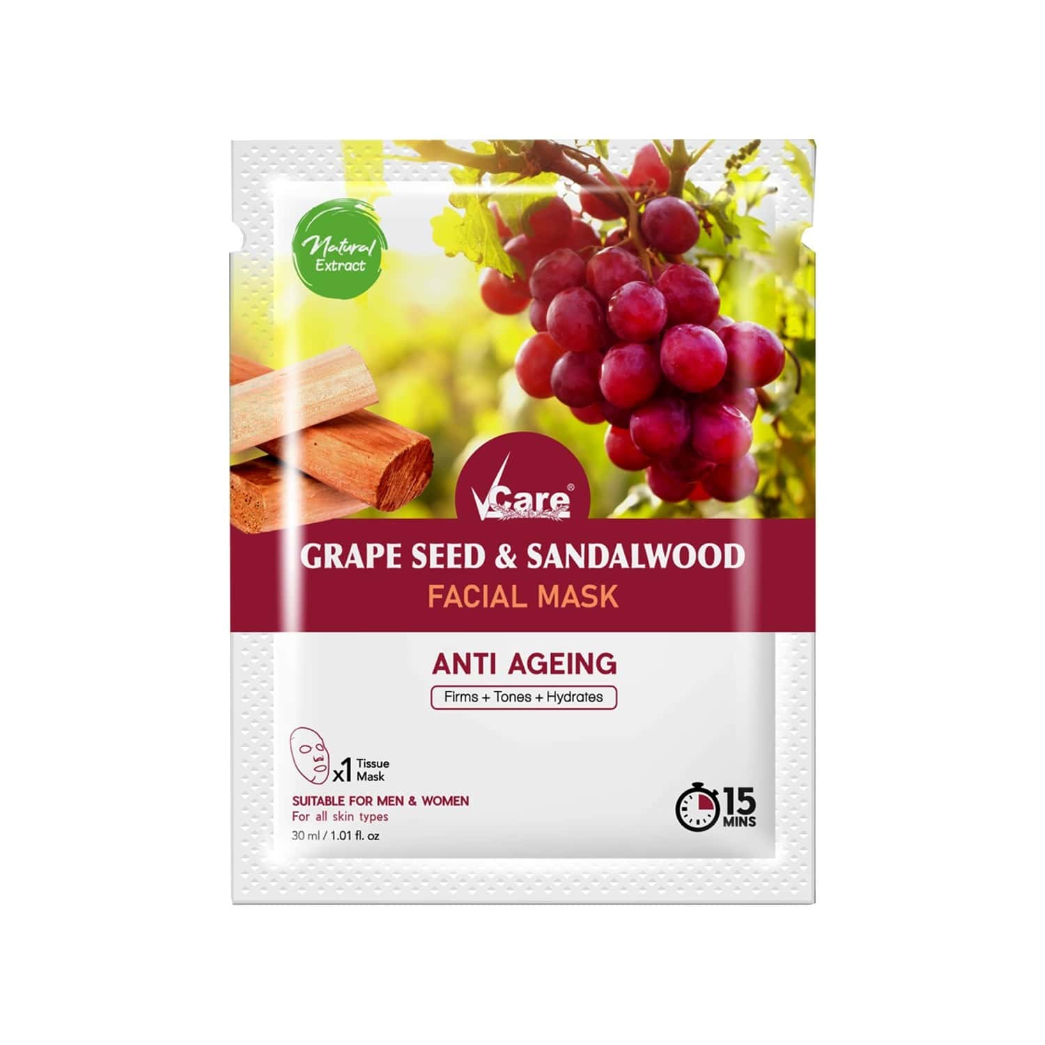 Buy Vcare Grape Seed & Sandalwood Face Mask - 1 Unit Online & Get Upto ...