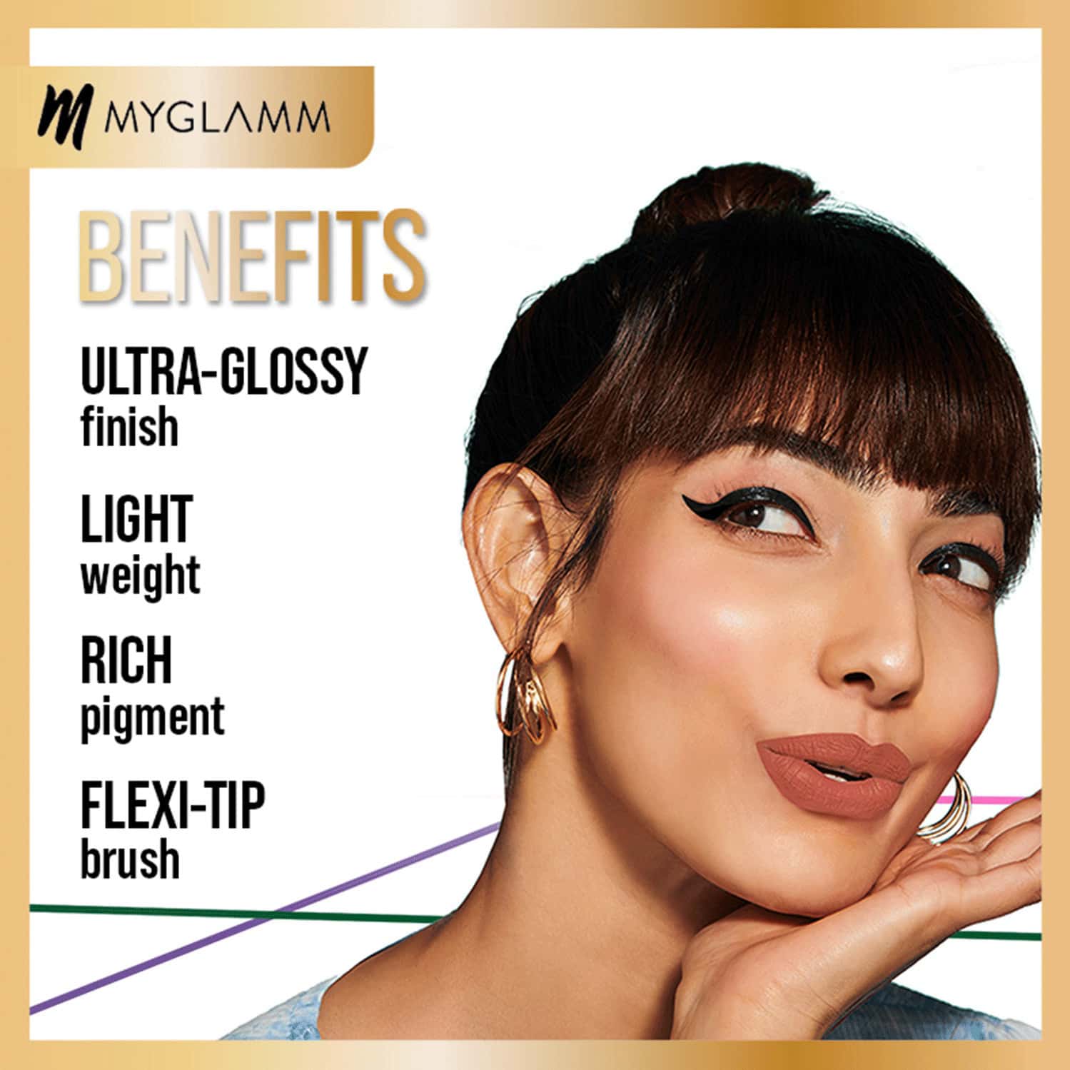 Buy MYGLAMM LIT GLOSSY LIQUID EYELINER-GREEN SOIREE Online & Get Upto ...