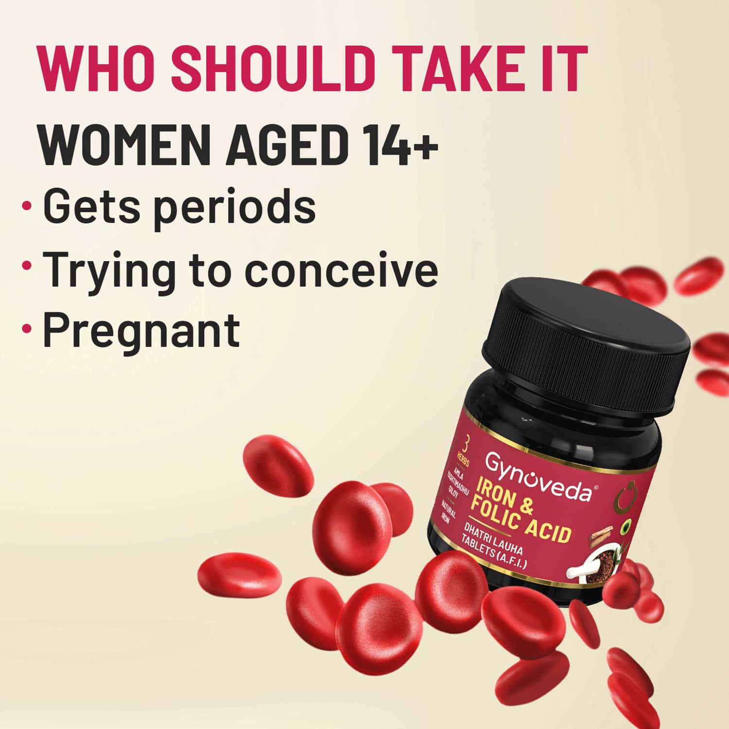 Buy GYNOVEDA 14+ IRON FOLIC ACID AYURVEDIC BLOOD BUILDER FOR HEMOGLOBIN ...