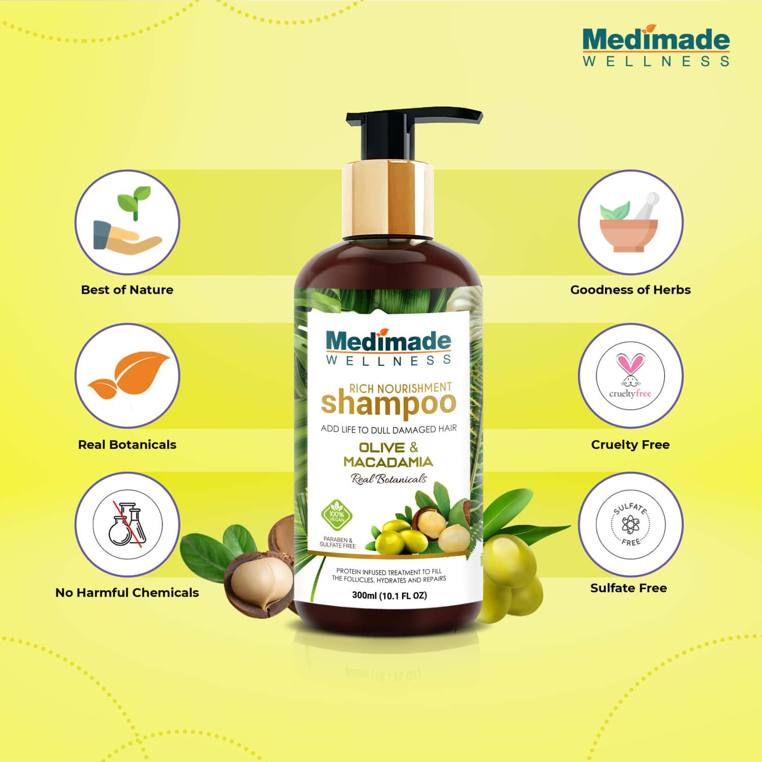 Buy MEDIMADE OLIVE AND MACADAMIA HAIR GROWTH SHAMPOO - 300 ML Online ...
