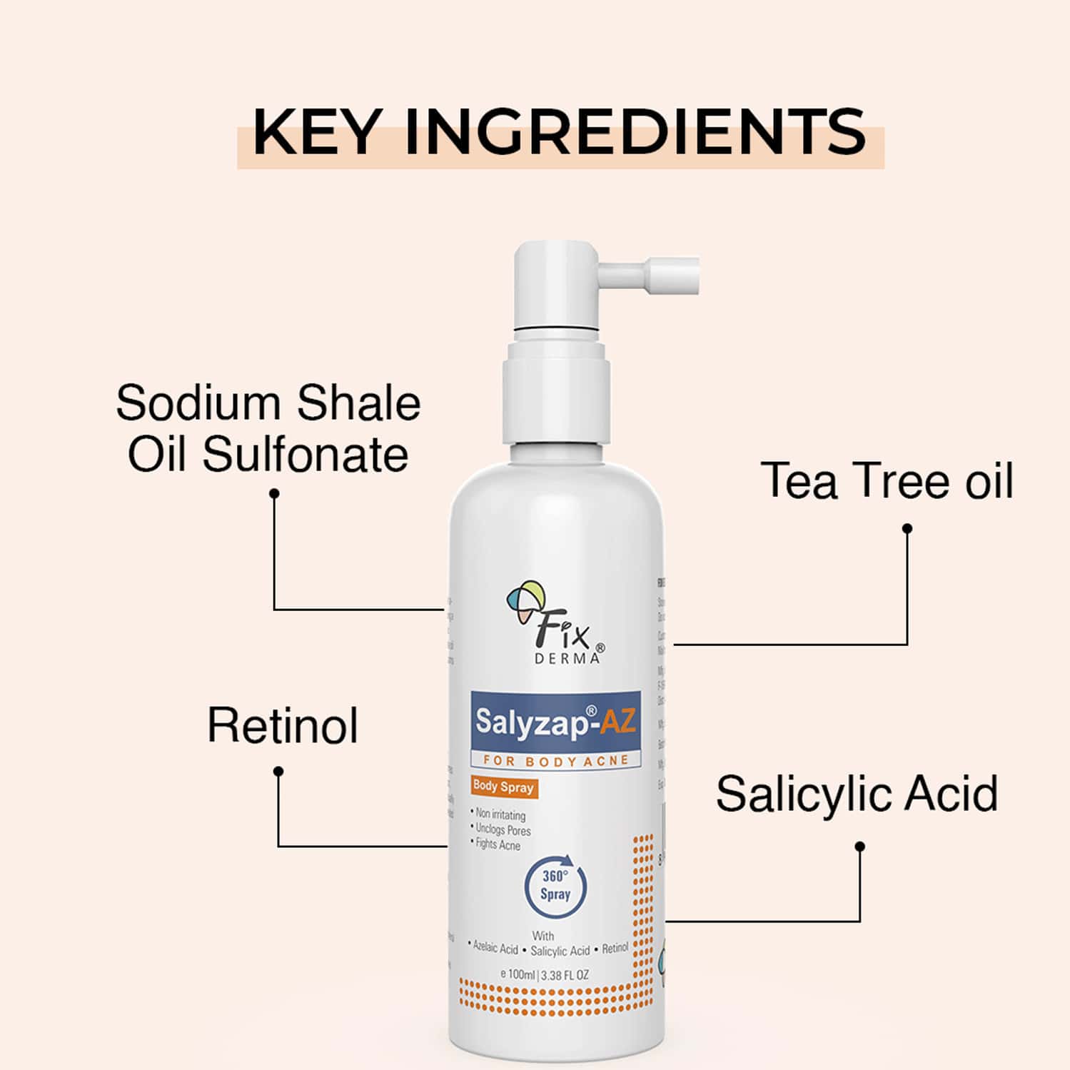 Buy FIXDERMA SALYZAP AZ FOR BODY ACNE SPRAY 100ML Online & Get Upto 60% ...