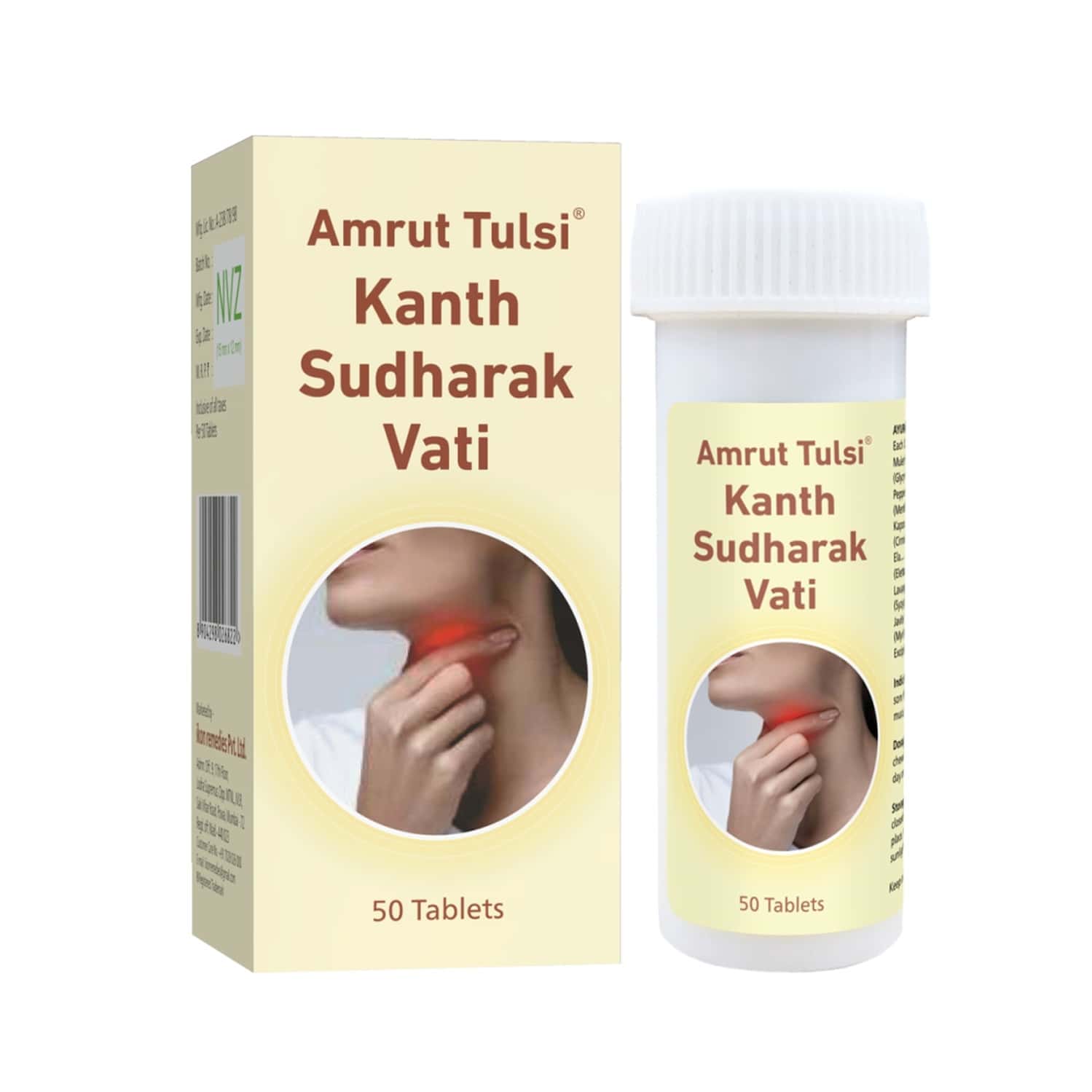 Buy AROGYA TULSI KANTH SUDHARAK VATI 50 TABS | MULETHI & TULSI | SUGAR ...