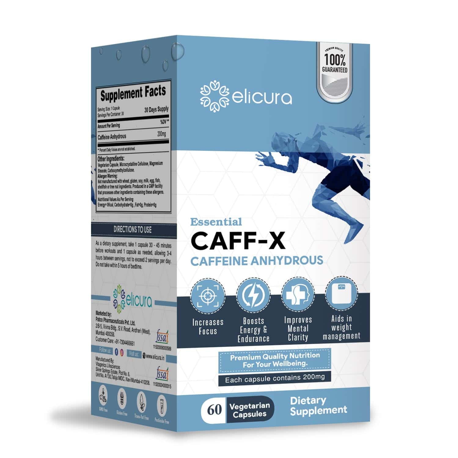 Buy ELICURA'S ESSENTIAL CAFF-X CAFFEINE ANHYDROUS 60 VEG CAPSULES - PACK OF 1 Online & Get Upto ...