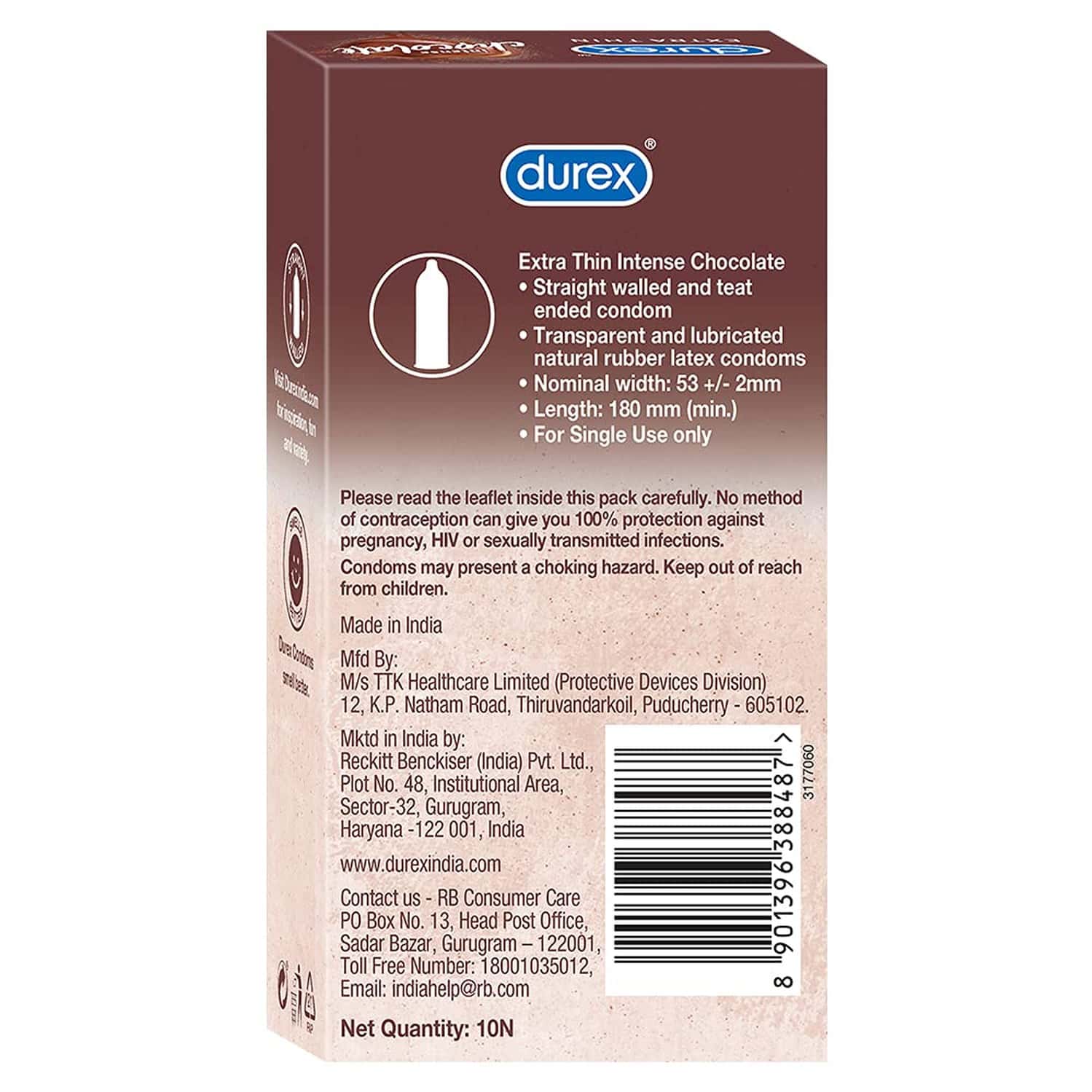 Buy DUREX EXTRA THIN INTENSE CHOCOLATE FLAVOURED CONDOMS FOR MEN -10S (PACK OF 3) Online & Get ...