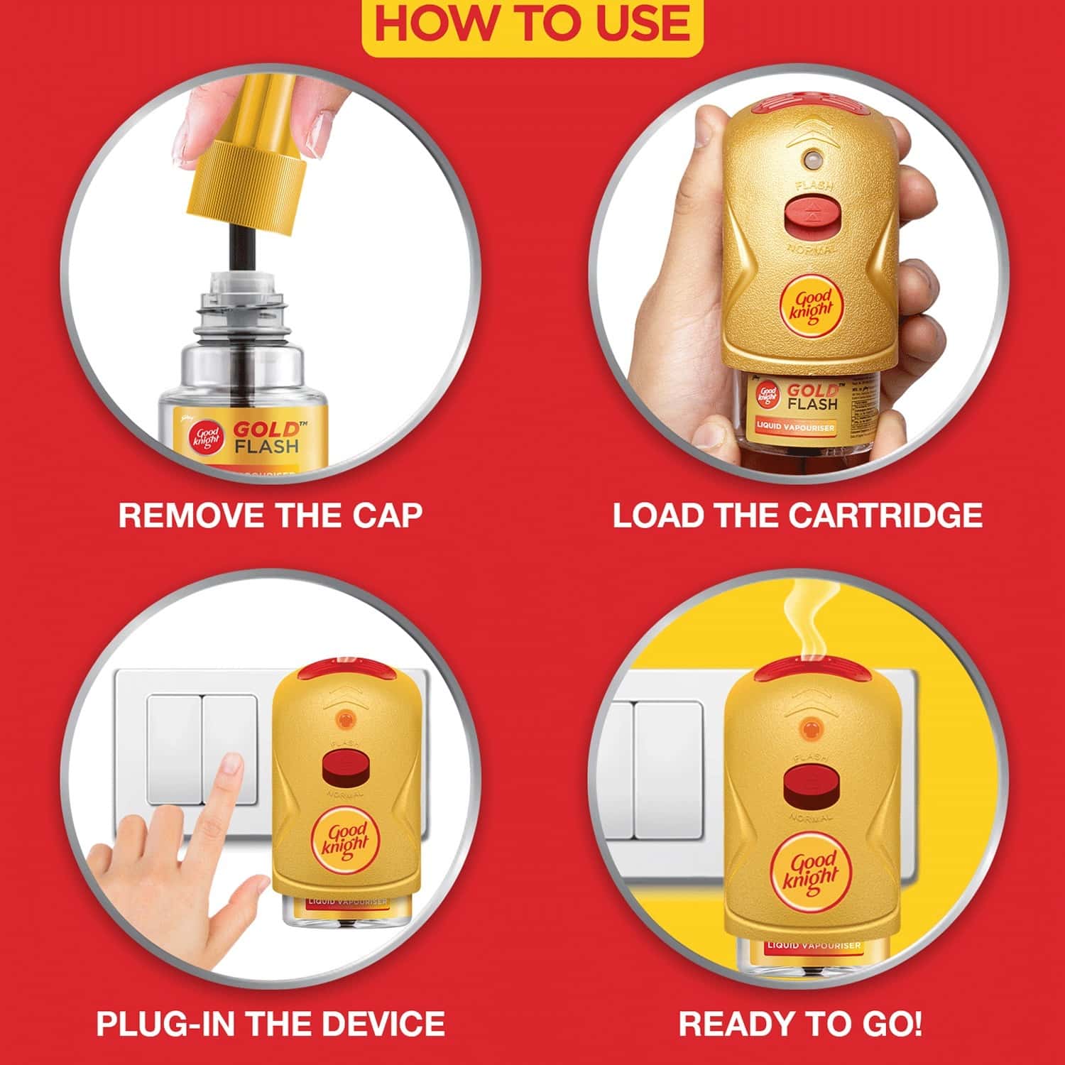 Buy GODREJ GOOD KNIGHT GOLD FLASH MOSQUITO REPELLENT (MACHINE + 2 ...