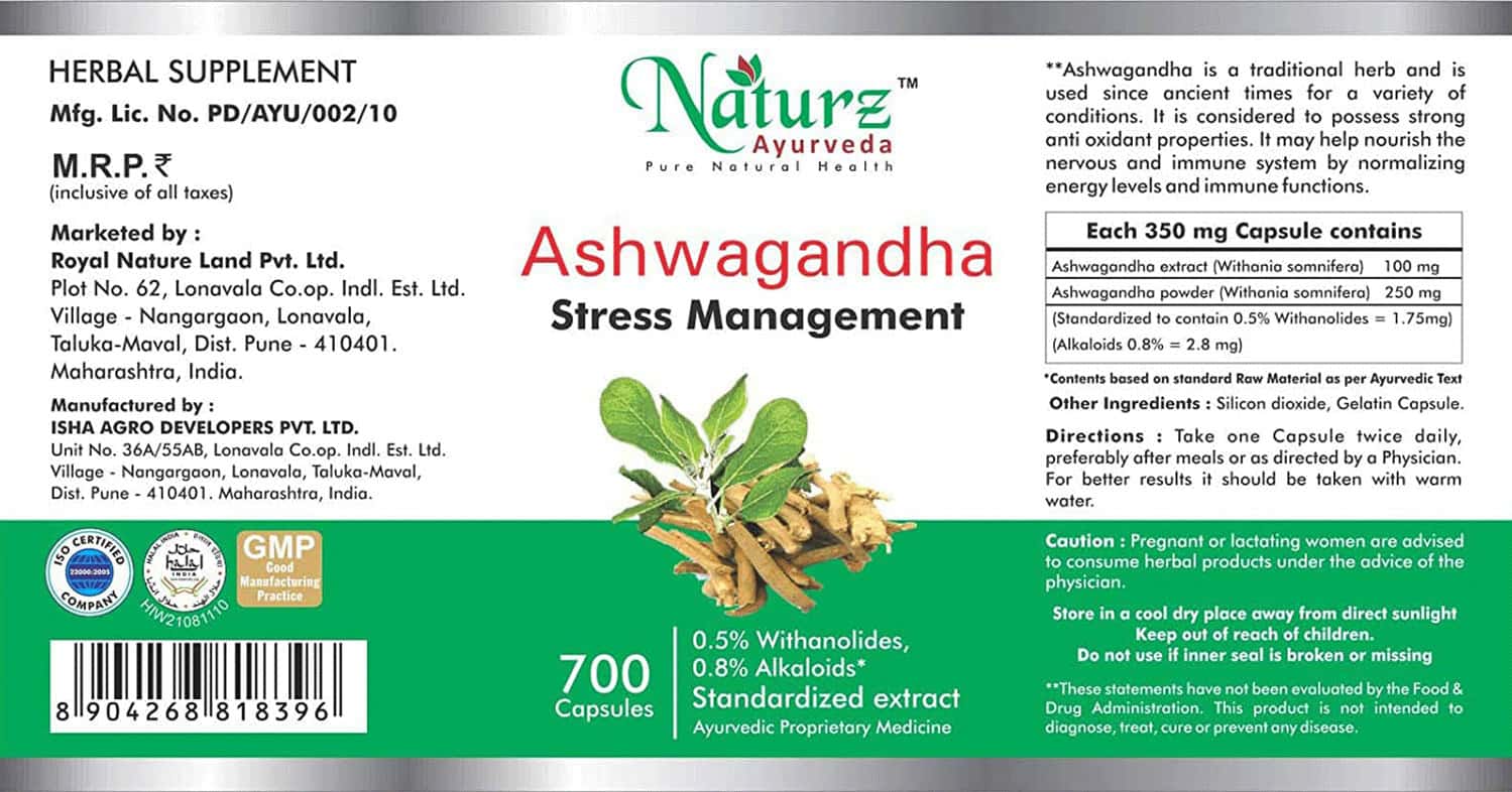 Buy Naturz Ayurveda Ashwagandha 700 Capsules Value Pack Of 2 Online