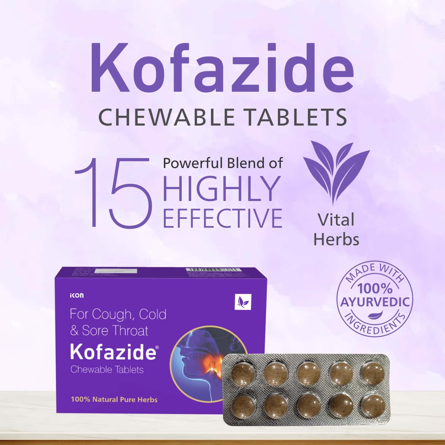 Buy KOFAZIDE CHEWABLE TABLETS (1 X 10 BLISTER) | FOR COUGH, SORE THROAT ...