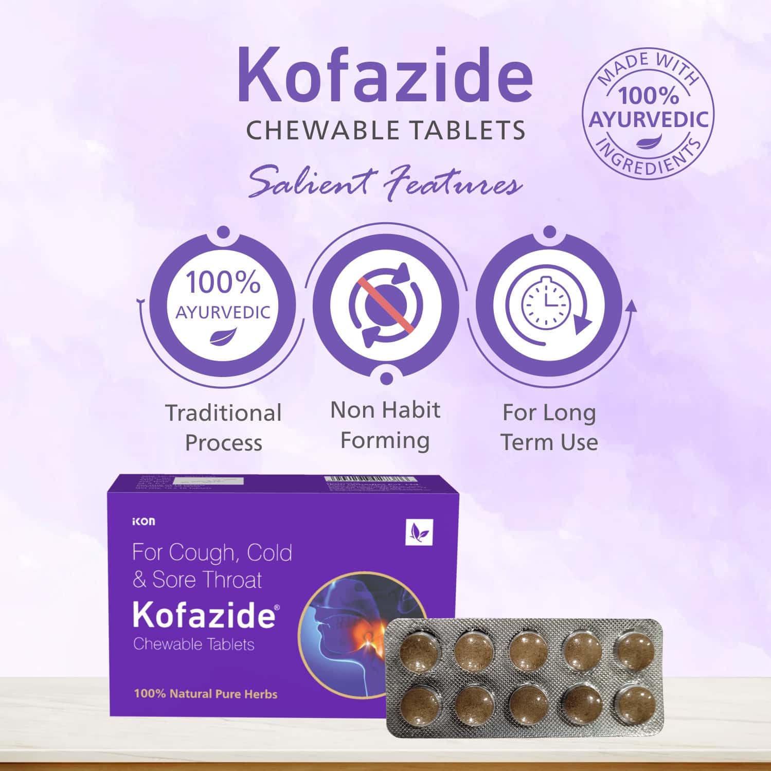 Buy KOFAZIDE CHEWABLE TABLETS (1 X 10 BLISTER) | FOR COUGH, SORE THROAT ...