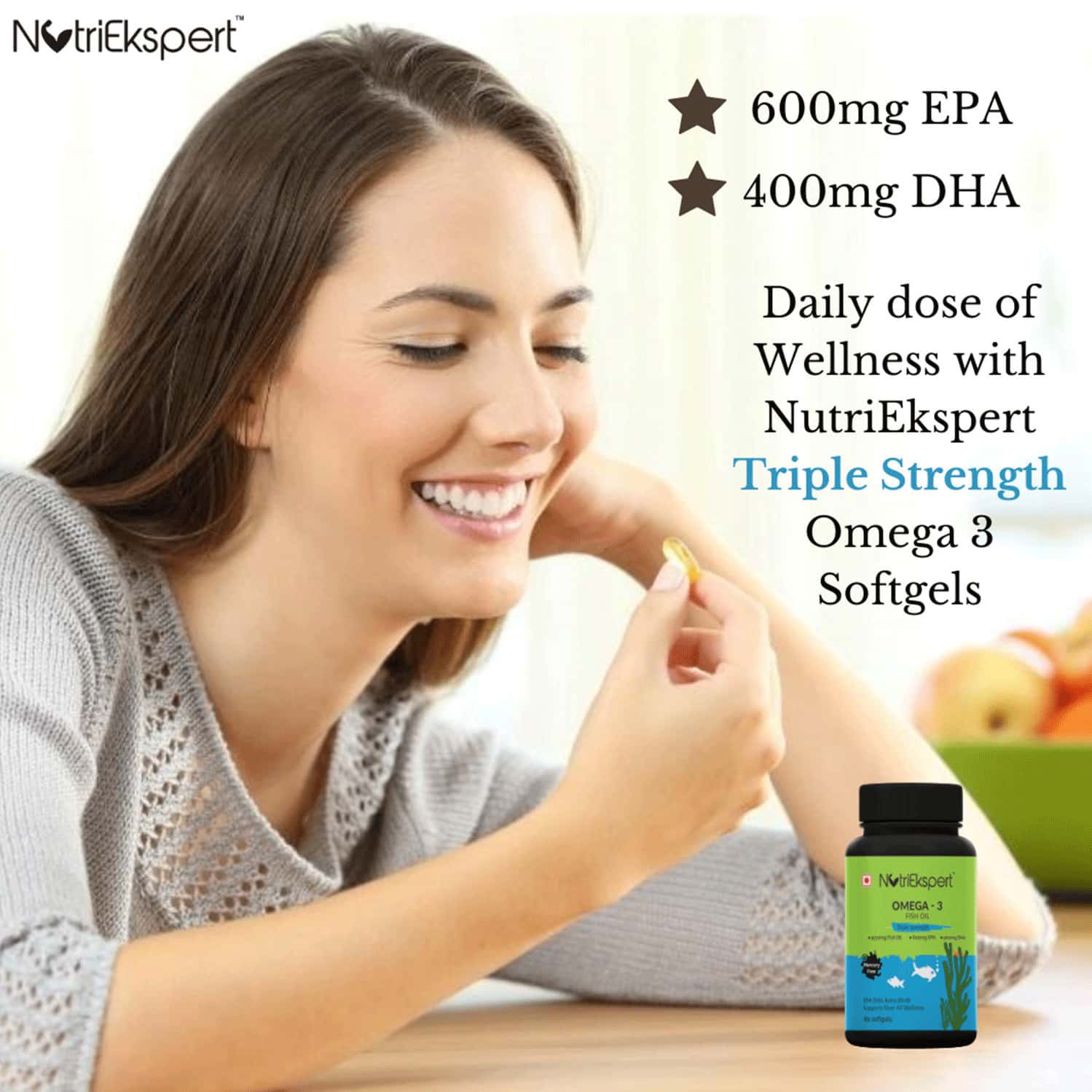 Buy NUTRIEKSPERT TRIPLE STRENGTH OMEGA 3 FISH OIL 1650MG WITH 600MG EPA & 400MG DHA - 60 SOFT ...