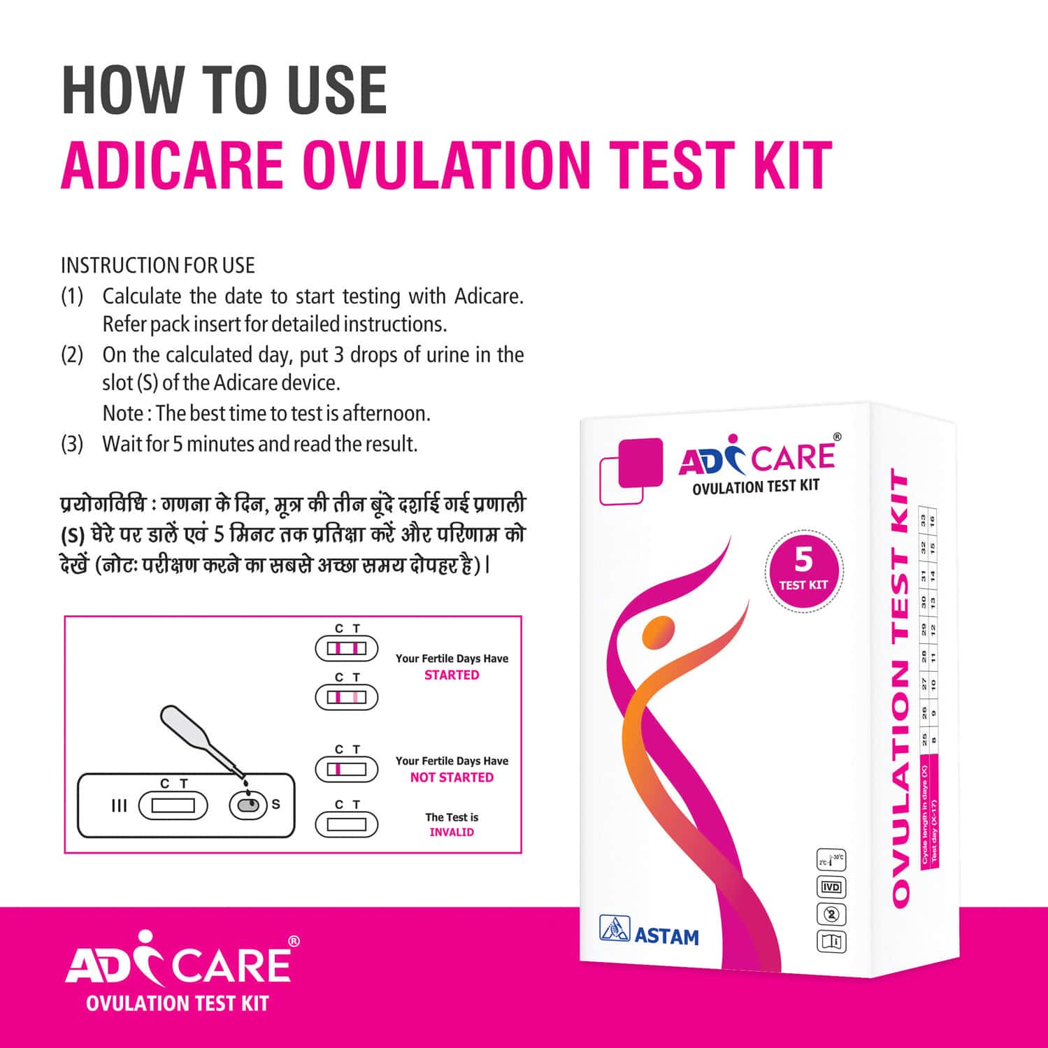 Buy ADICARE ONE STEP PREGNANCY TEST KIT | HCG HOME PREGNANCY TEST ...