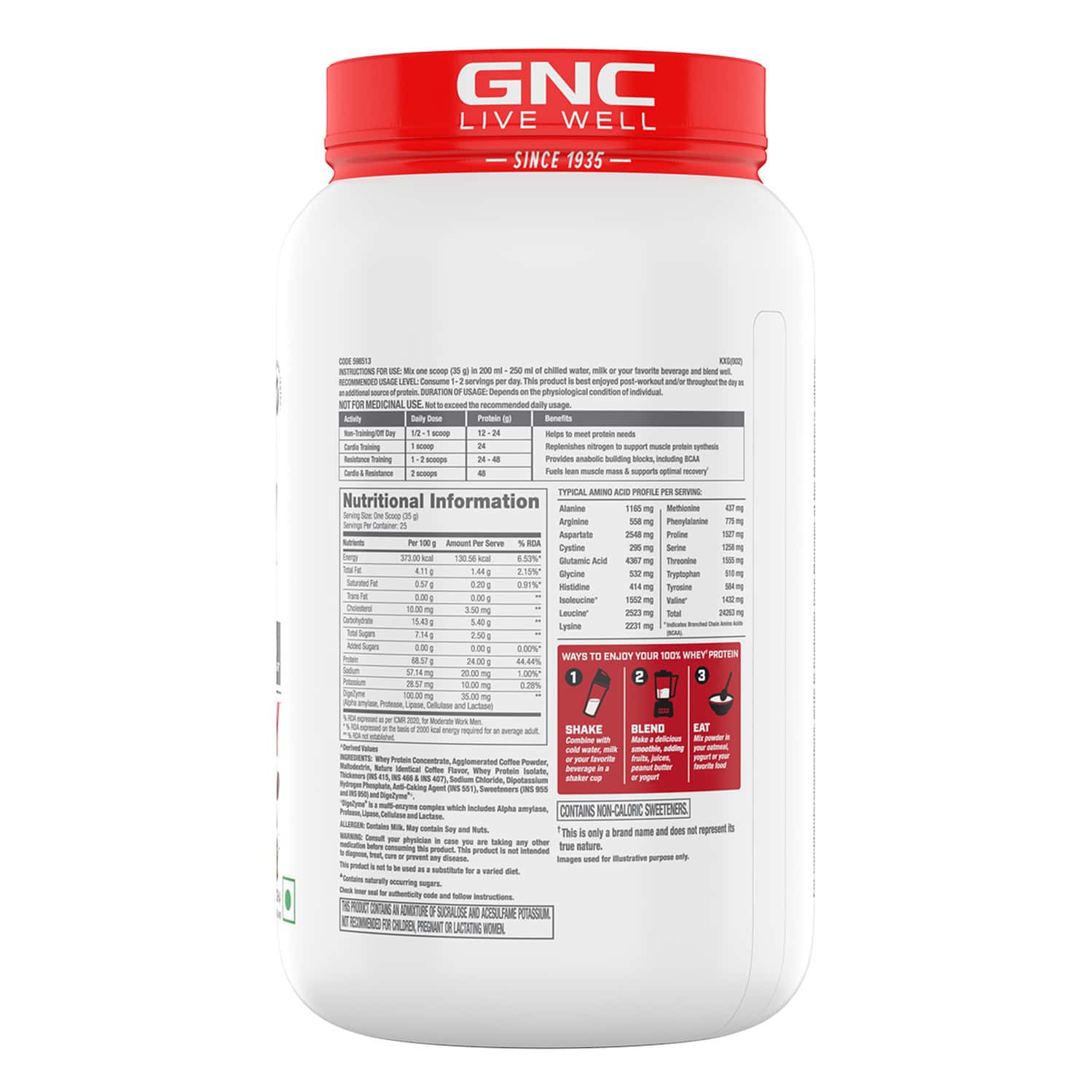 Buy GNC PRO PERFORMANCE 100% WHEY PROTEIN POWDER, 907 G | 24G PROTEIN ...
