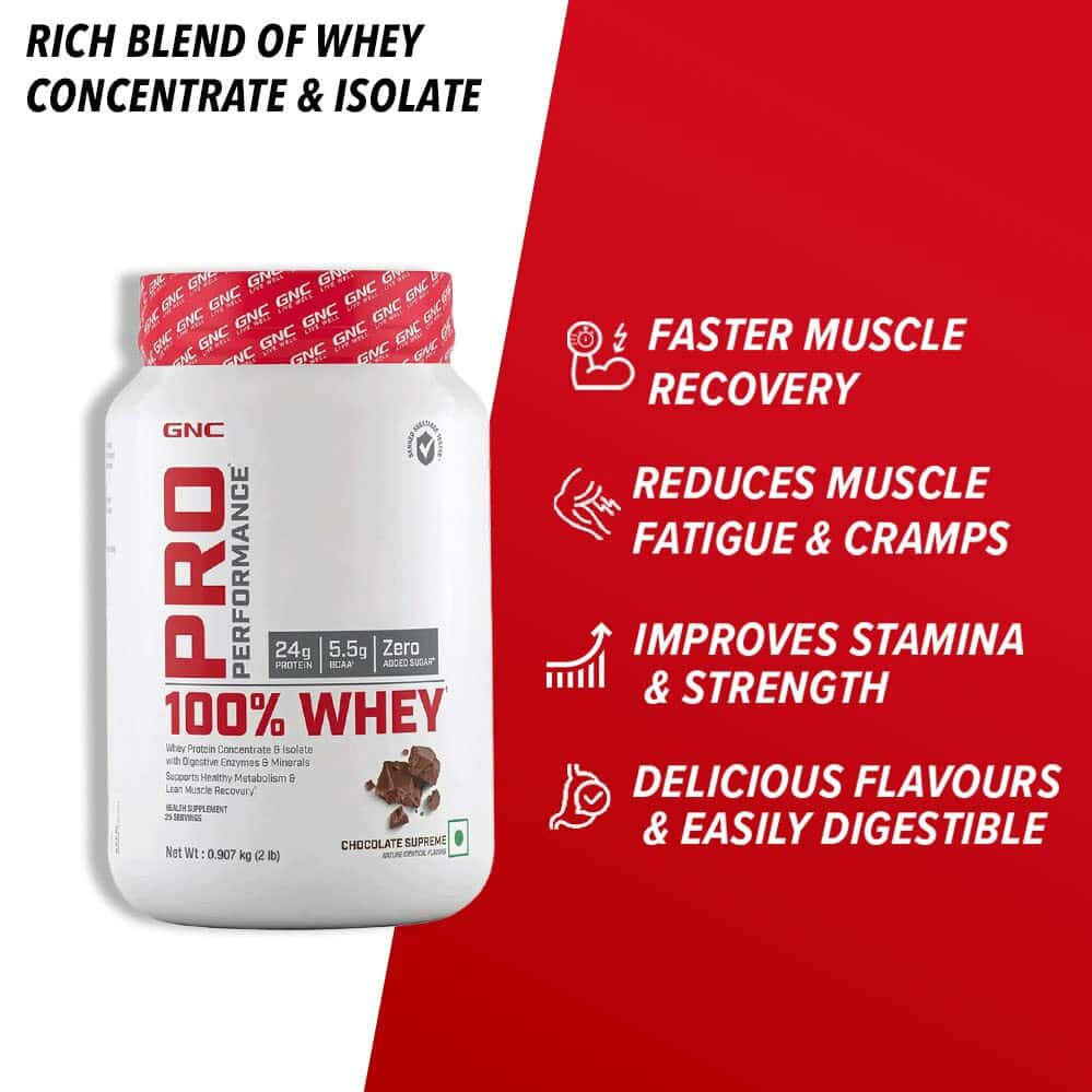 Buy GNC PRO PERFORMANCE 100% WHEY PROTEIN POWDER, 907 G | 24G PROTEIN ...