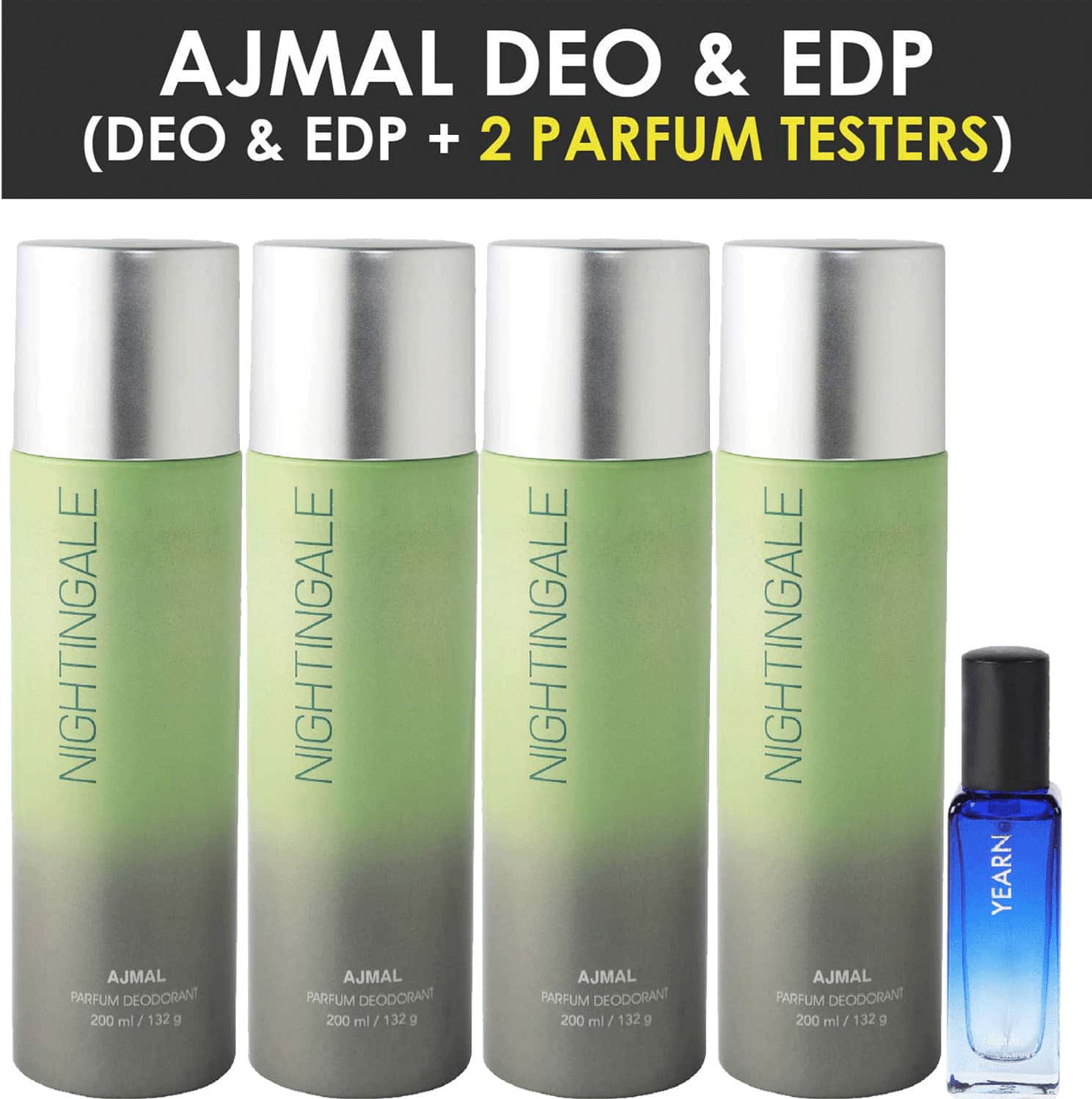 Buy AJMAL 4 NIGHTINGALE DEO EACH 200ML & YEARN EDP 20ML PACK OF 3 FOR ...