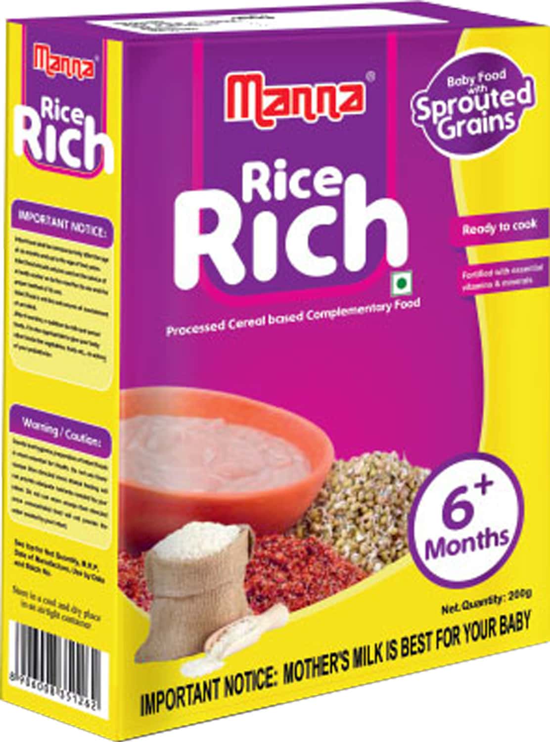 Buy MANNA RICE RICH 200G BOX | BABY CEREALS |NUTRITION FOOD| 6+ MONTHS ...