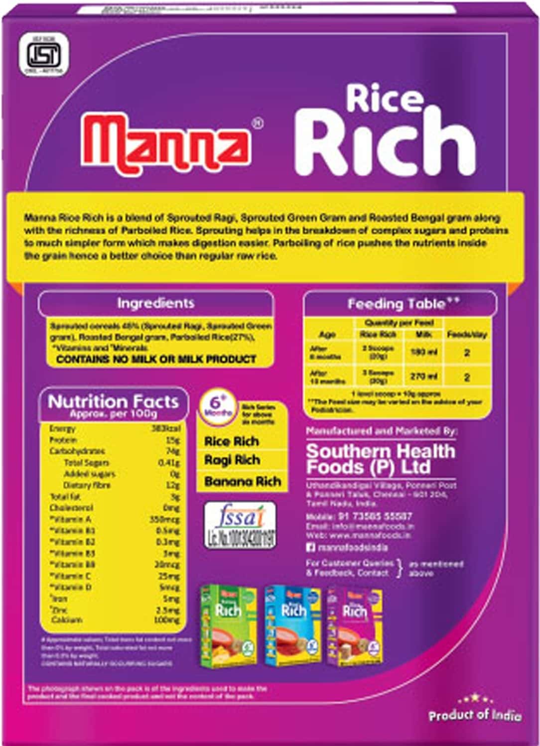 Buy MANNA RICE RICH 200G BOX | BABY CEREALS |NUTRITION FOOD| 6+ MONTHS ...