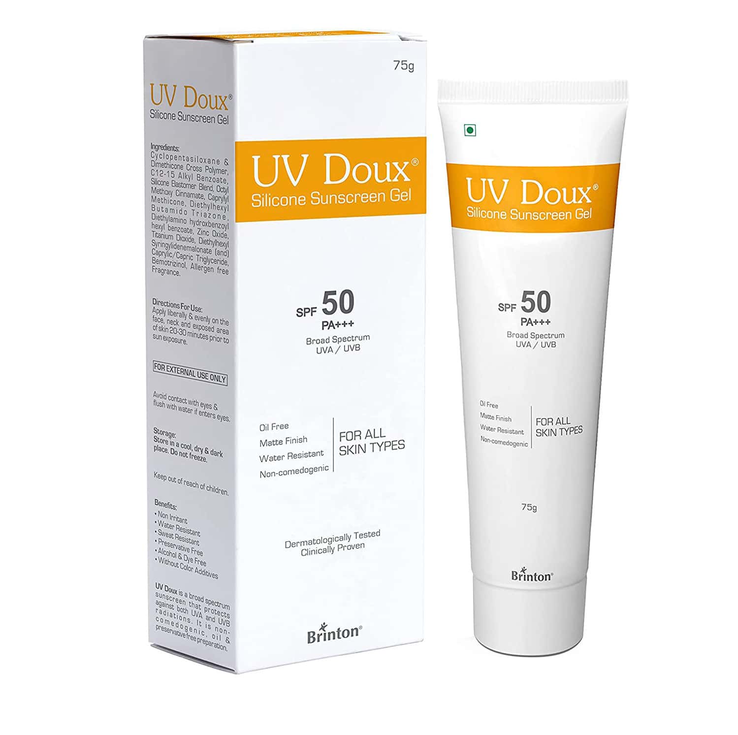 Buy UV DOUX SPF 50 PA +++ TUBE OF 75GM SILICONE SUNSCREEN GEL Online ...
