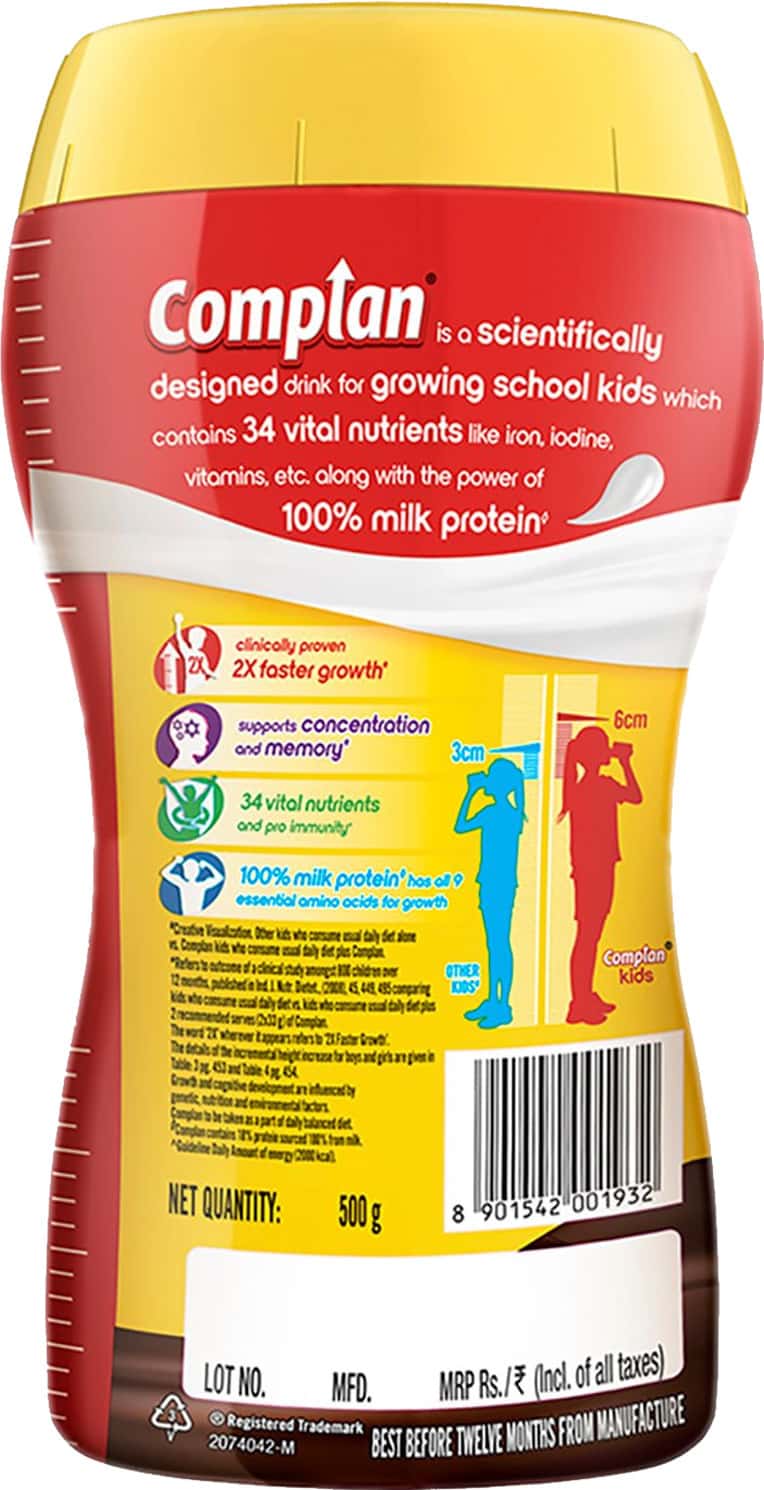 Buy COMPLAN NUTRITIONAL DRINK ROYALE CHOCOLATE 500G JAR Online & Get Upto 60% OFF at PharmEasy