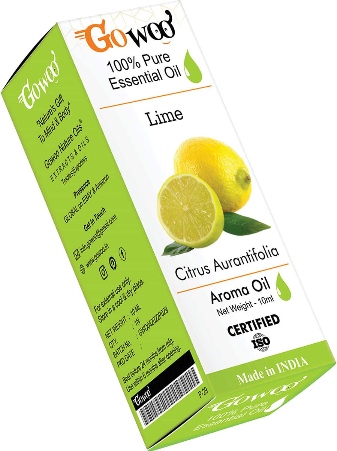 Buy GO WOO 100% PURE LIME - DISTILLED OIL, VIRGIN & UNDILUTED 10 ML ...