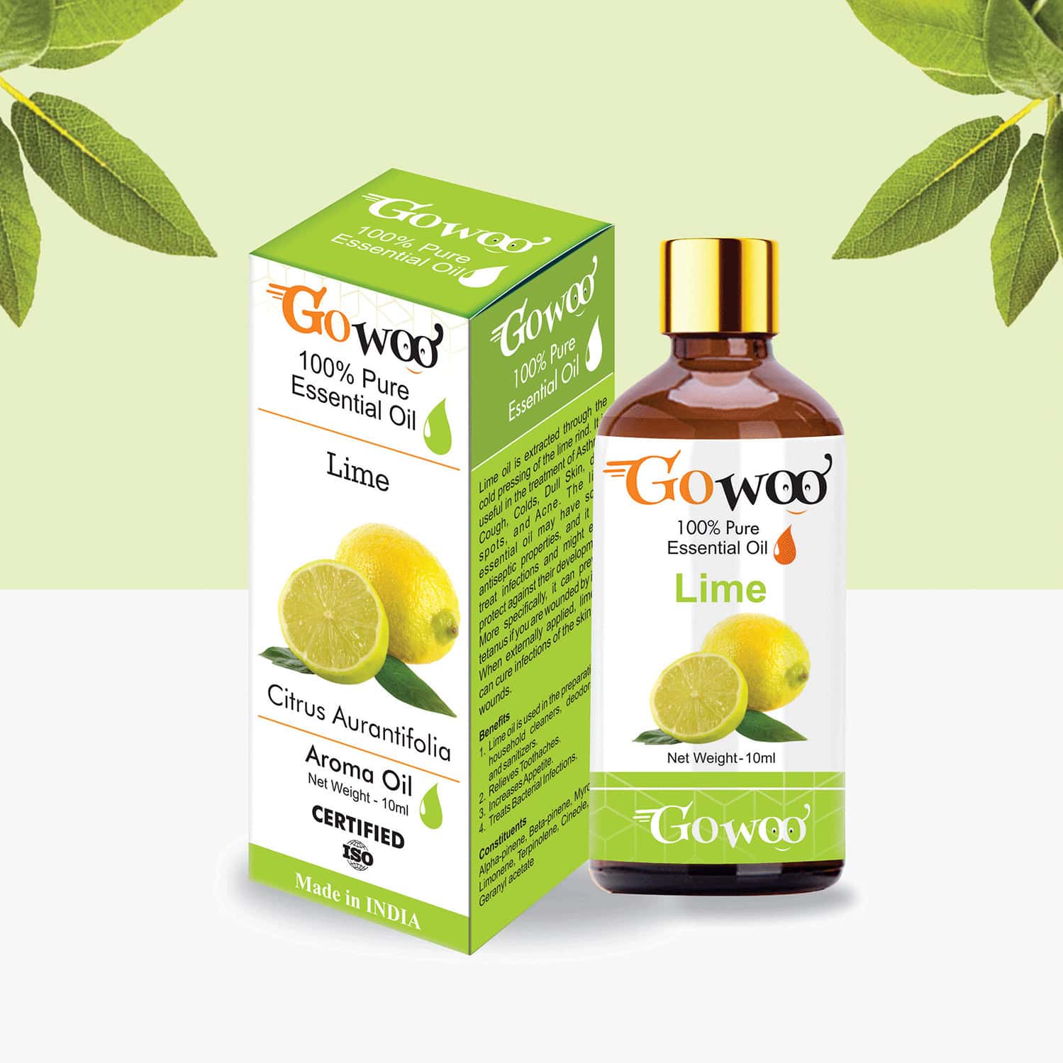 Buy GO WOO 100% PURE LIME - DISTILLED OIL, VIRGIN & UNDILUTED 10 ML ...