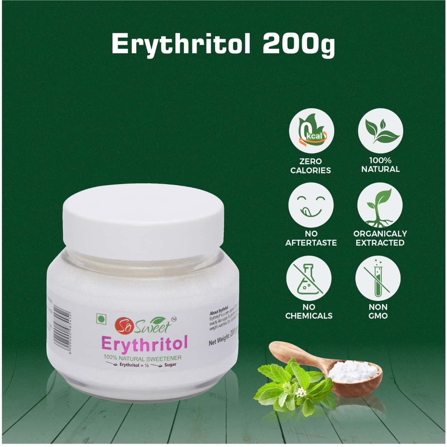 Buy SO SWEET ERYTHRITOL POWDER 200GM SUGAR FREE 100% NATURAL SWEETENER ...