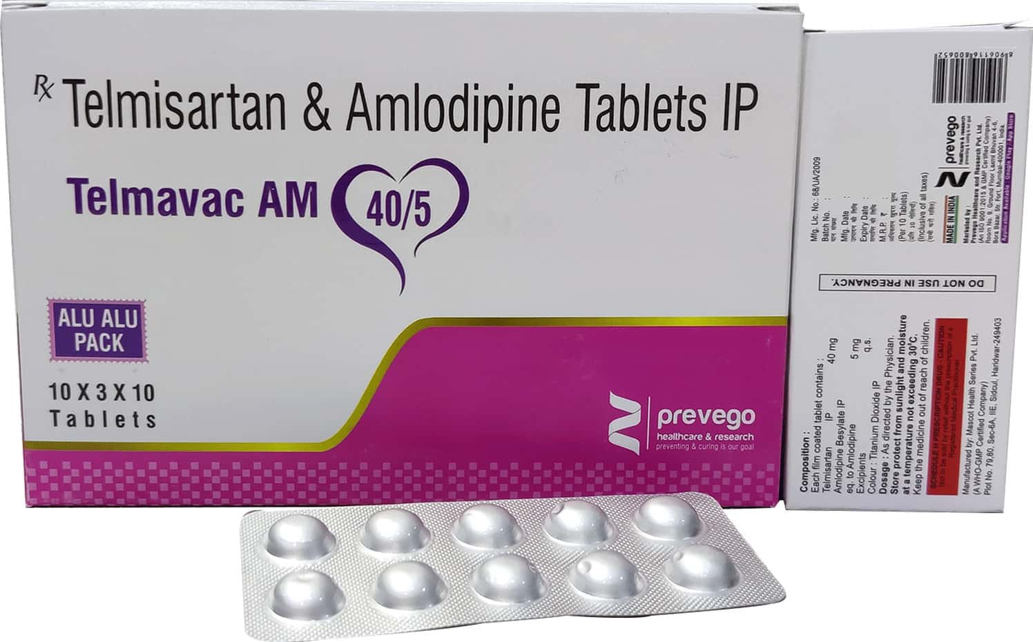 Telmavac Am 40/5mg Strip Of 10 Tablets: Uses, Side Effects, Price ...
