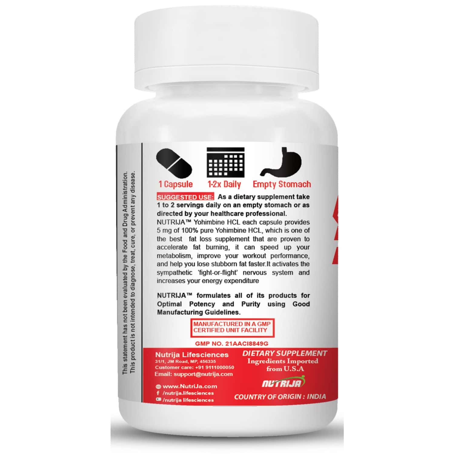 Buy NUTRIJA-YOHIMBINE HCL 5 MG CAPSULES - 30 CAPSULES Online & Get Upto ...
