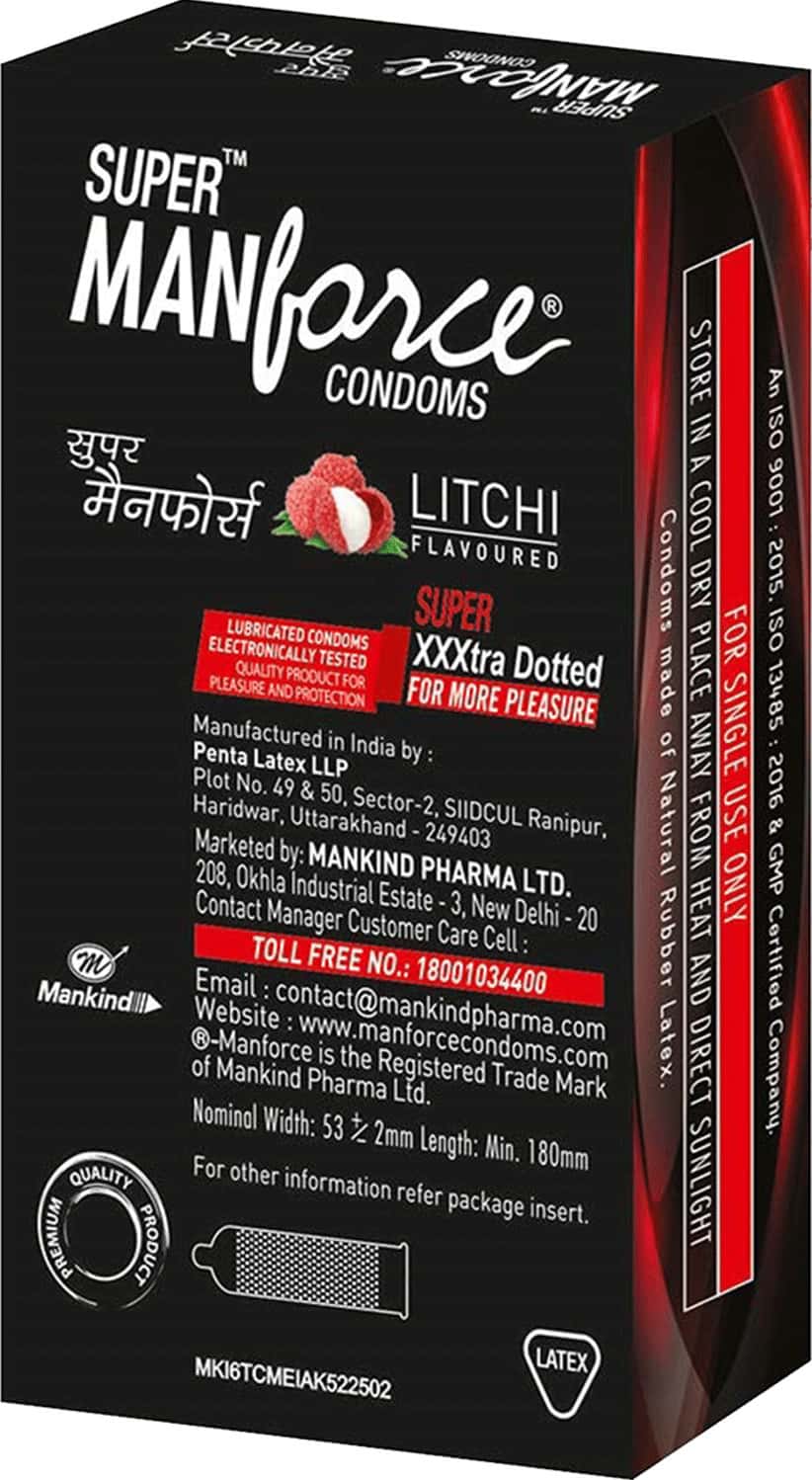 Buy SUPER MANFORCE 1500 DOTS LITCHI FLAVOURED - PACK OF 10 CONDOMS ...