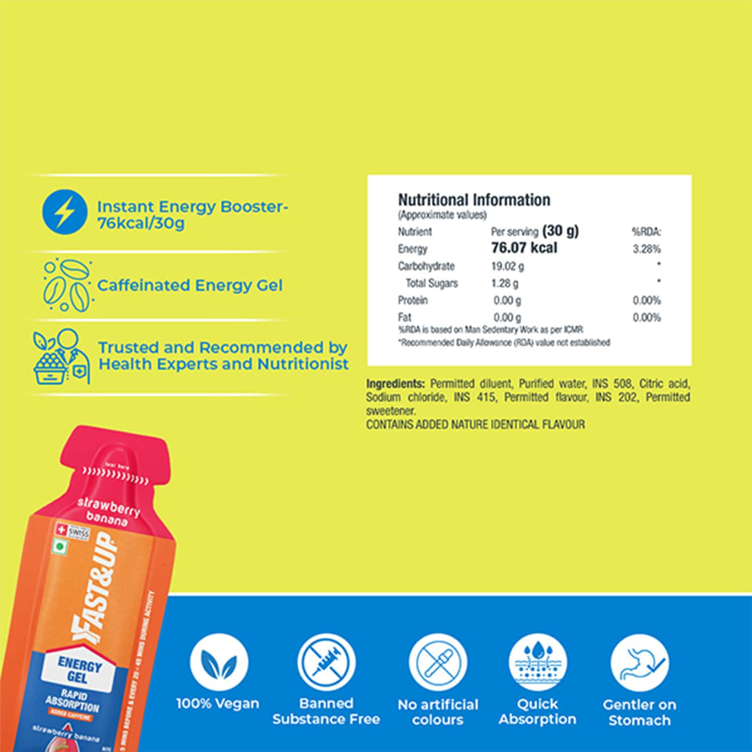 Buy FAST&UP ENERGY GEL- INSTANT ENERGY BOOSTER CLASSIC VANILLA FLAVOR ...