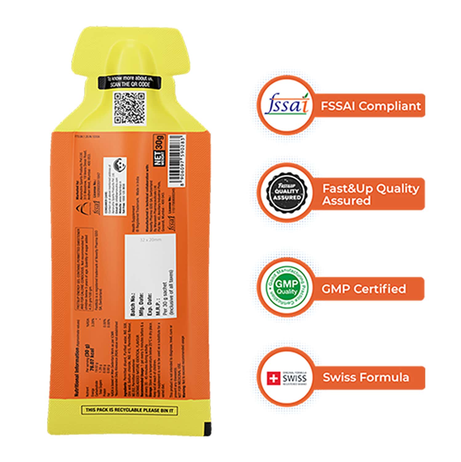 Buy FAST&UP ENERGY GEL- INSTANT ENERGY BOOSTER CLASSIC VANILLA FLAVOR ...