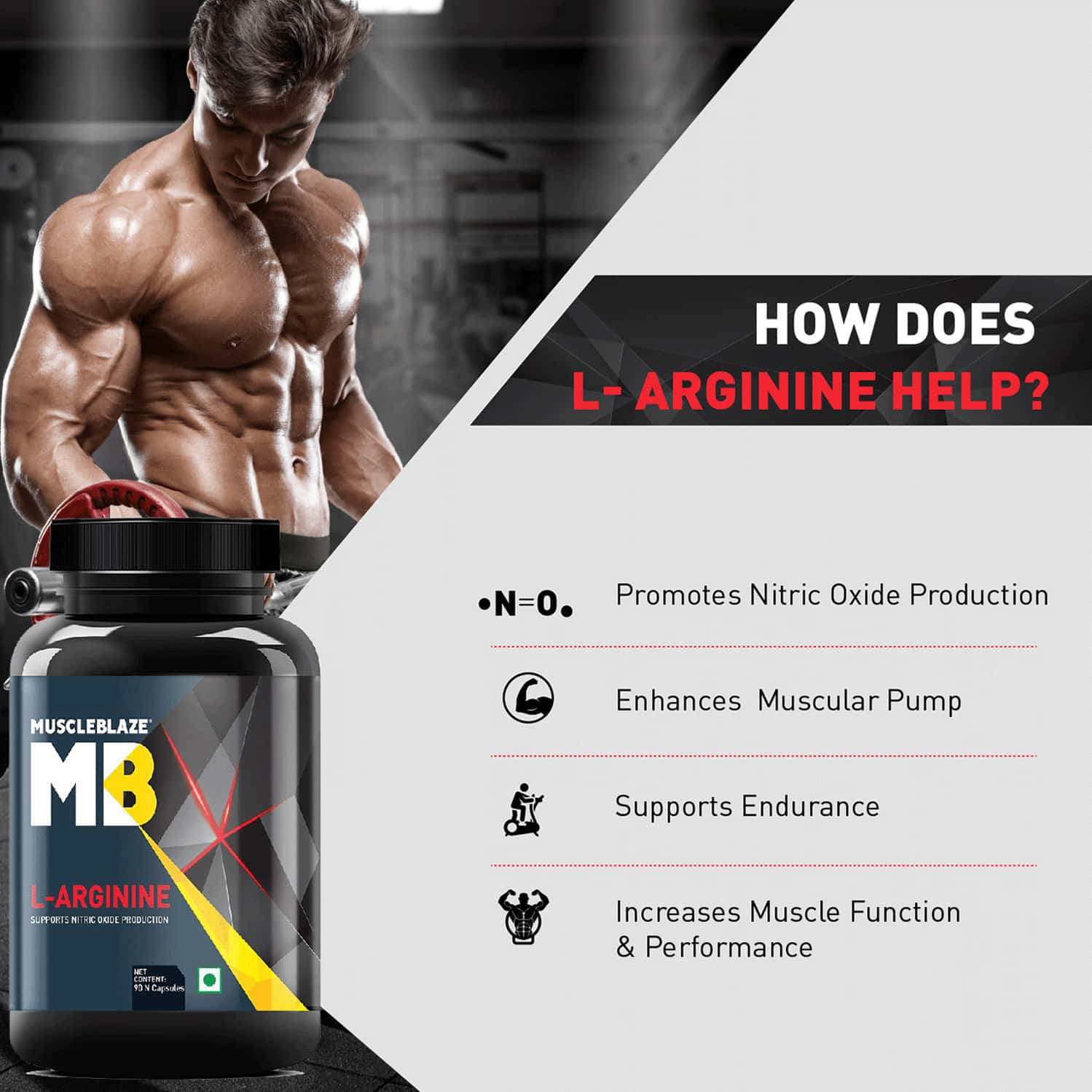 Buy MUSCLEBLAZE L-ARGININE 90 CAPSULES Online & Get Upto 60% OFF at ...