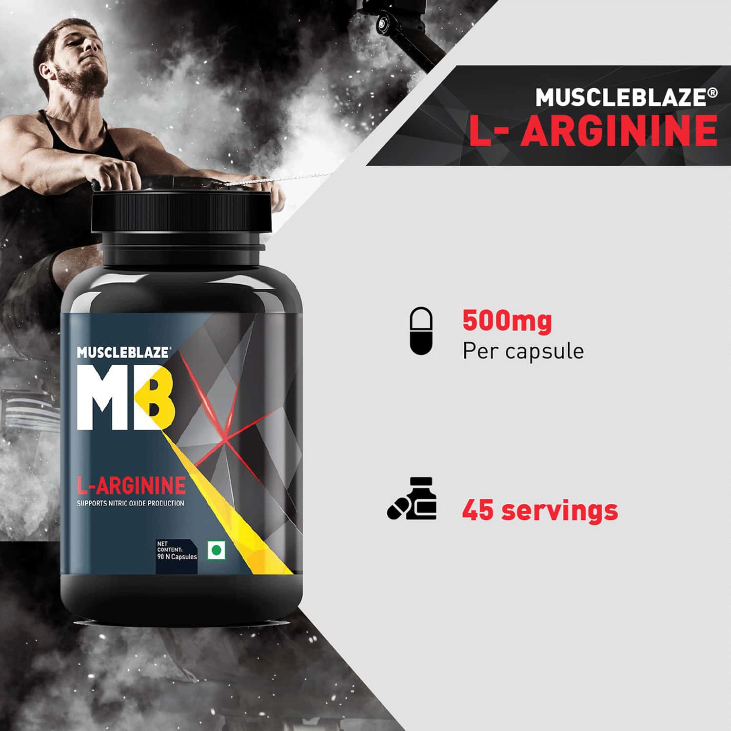 Buy MUSCLEBLAZE L-ARGININE 90 CAPSULES Online & Get Upto 60% OFF at ...