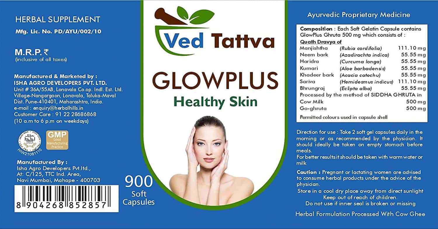 Buy VED TATTVA GLOWPLUS 900 CAPSULES FOR HEALTHY SMOOTH AND BLEMISH ...
