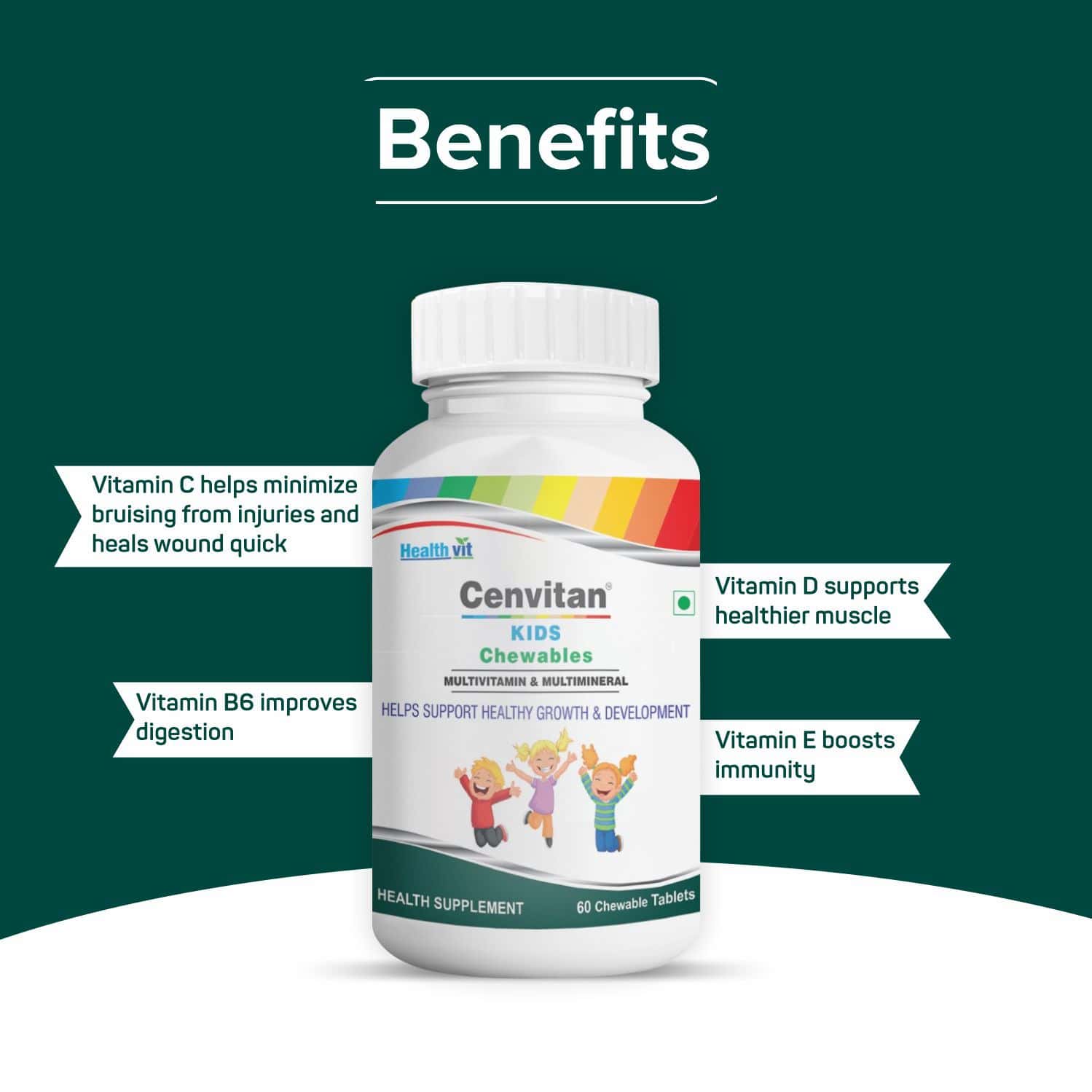 Buy HEALTHVIT CENVITAN KIDS MULTIVITAMIN & MULTIMINERAL CHEWABLE ...