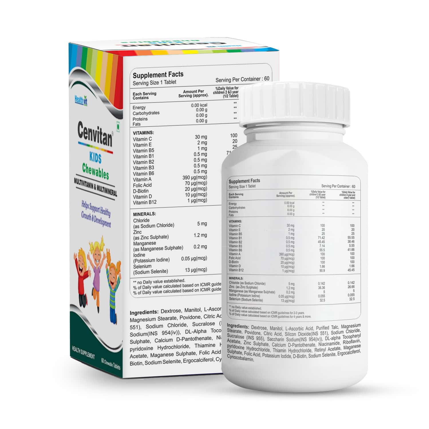 Buy HEALTHVIT CENVITAN KIDS MULTIVITAMIN & MULTIMINERAL CHEWABLE ...
