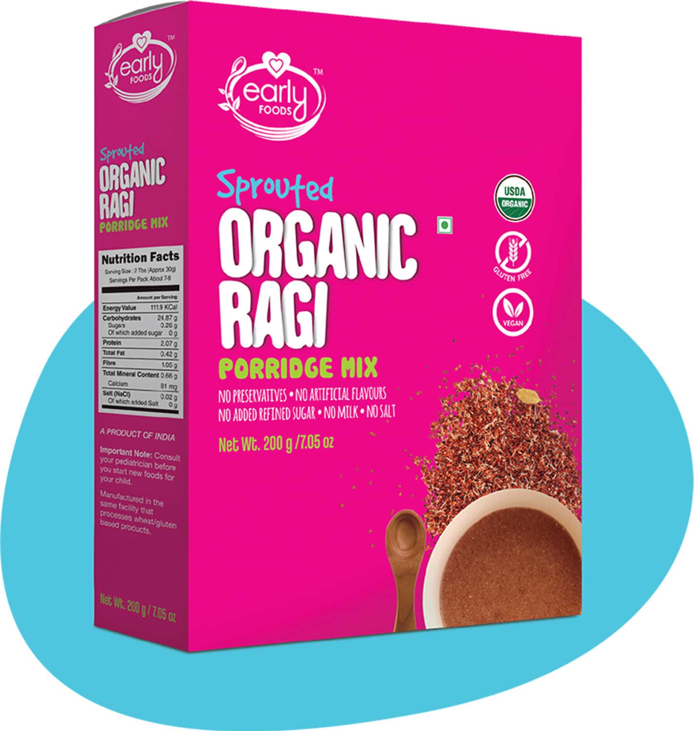Buy EARLY FOODS ORGANIC SPROUTED RAGI PORRIDGE MIX 200G (PLAIN) Online ...