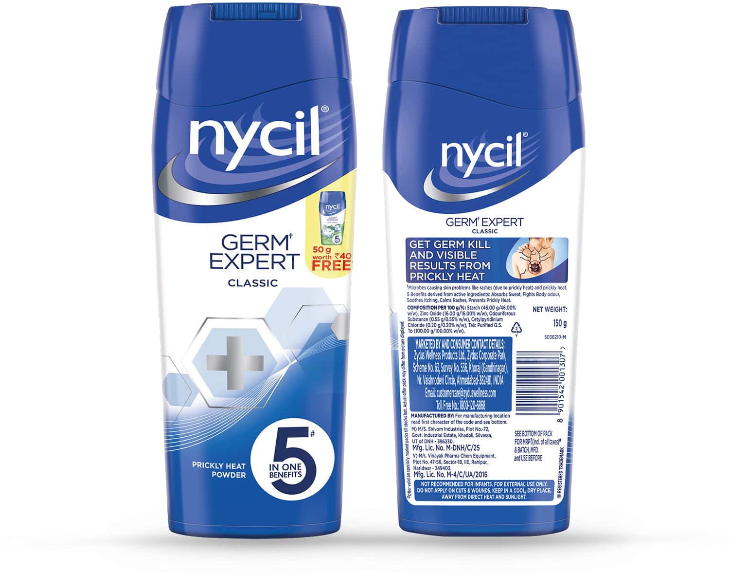 Buy NYCIL CLASSIC PRICKLY HEAT TALCUM POWDER 150GM (COOL HERBAL 50G ...