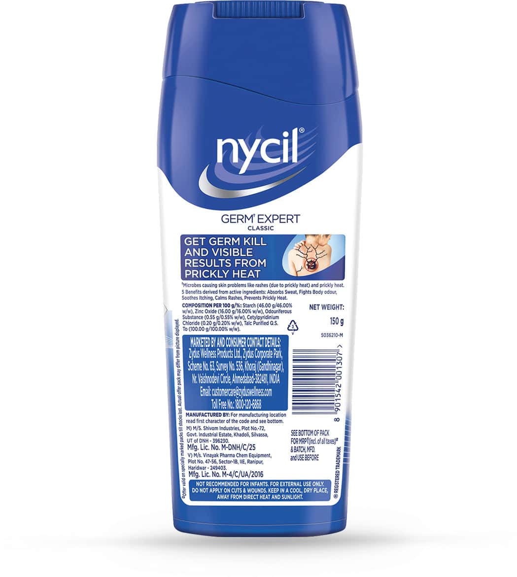 Buy NYCIL CLASSIC PRICKLY HEAT TALCUM POWDER 150GM (COOL HERBAL 50G ...