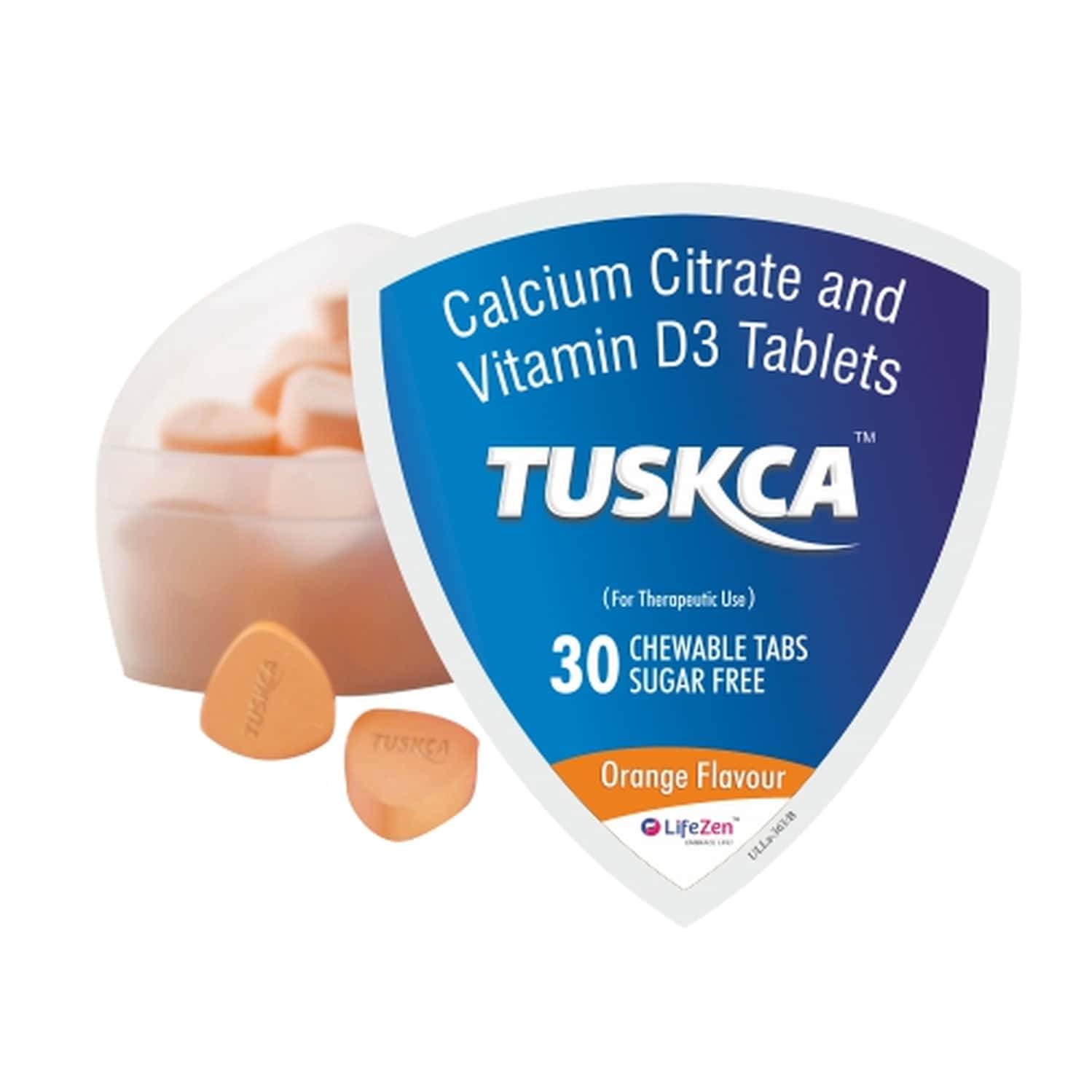 Buy TUSKCA CALCIUM WITH VITAMIN D3 SUGAR FREE ORANGE CHEWABLE TABLET ...