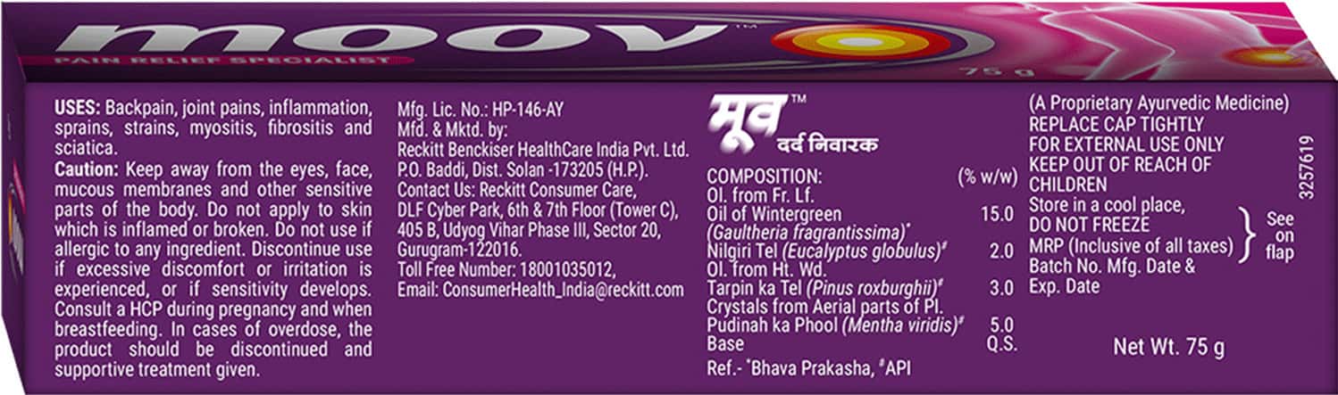 Buy MOOV FAST PAIN RELIEF CREAM - 75G | SUITABLE FOR BACK PAIN, MUSCLE ...