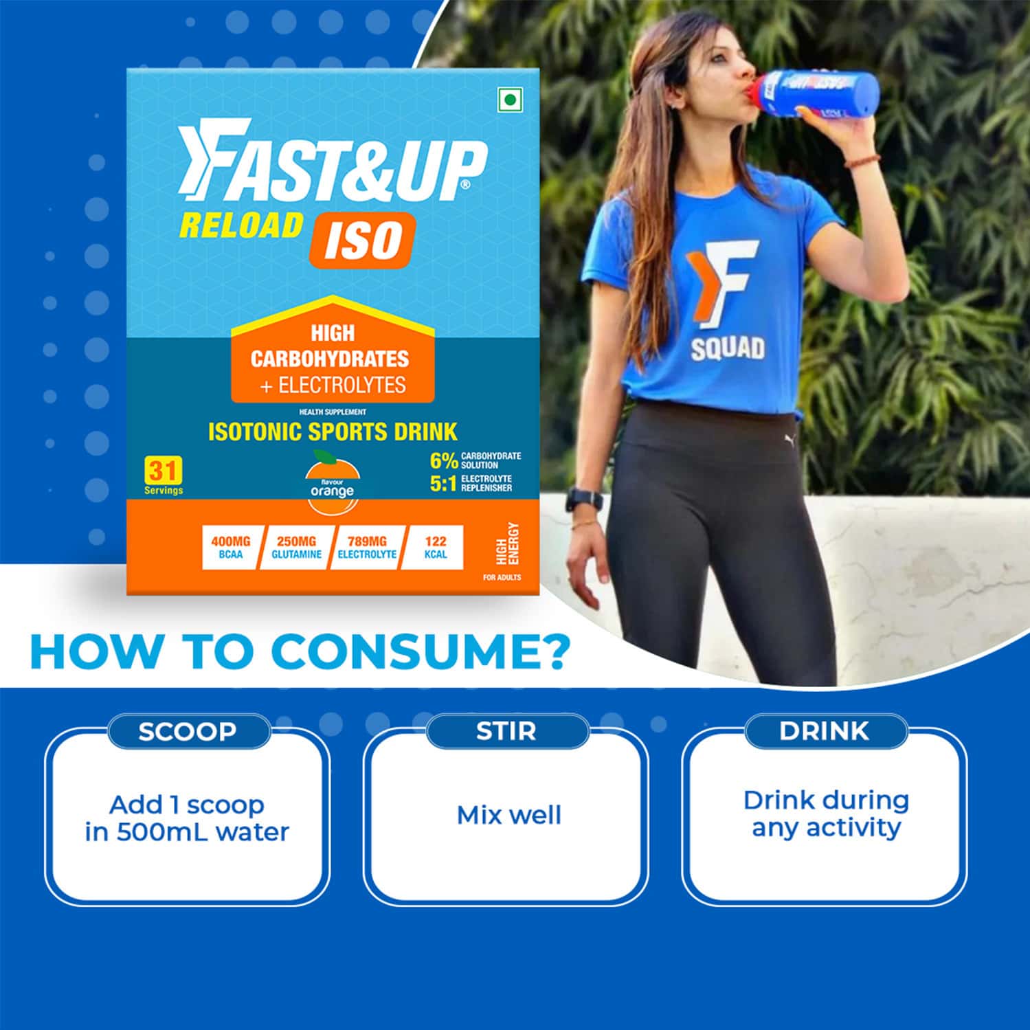 Buy FAST&UP RELOAD ISOTONIC ENERGY DRINK PACK OF 31 SERVINGS (ORANGE ...