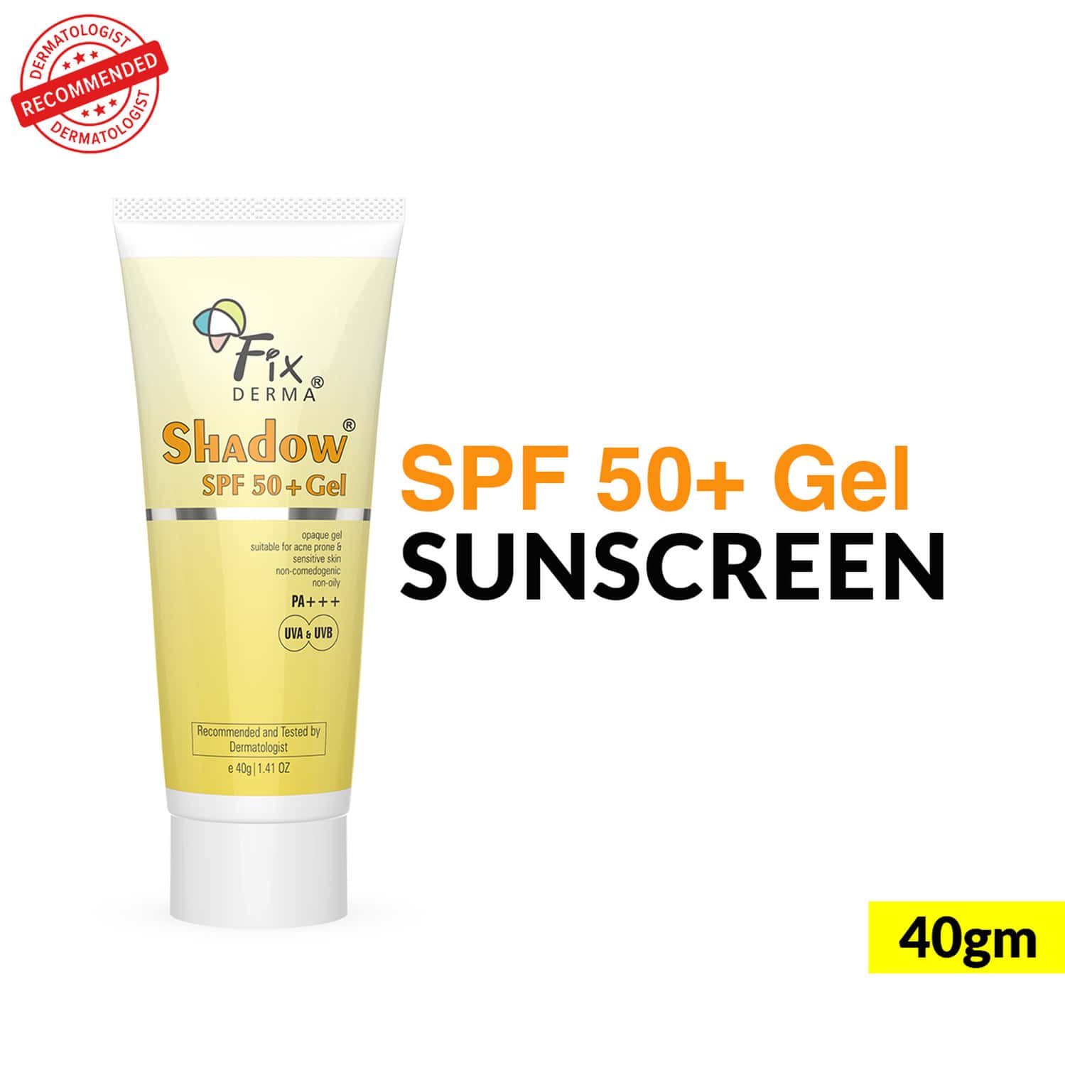 Buy FIXDERMA SHADOW SUNSCREEN SPF 50+ GEL FOR OILY SKIN UVA AND UVB ...