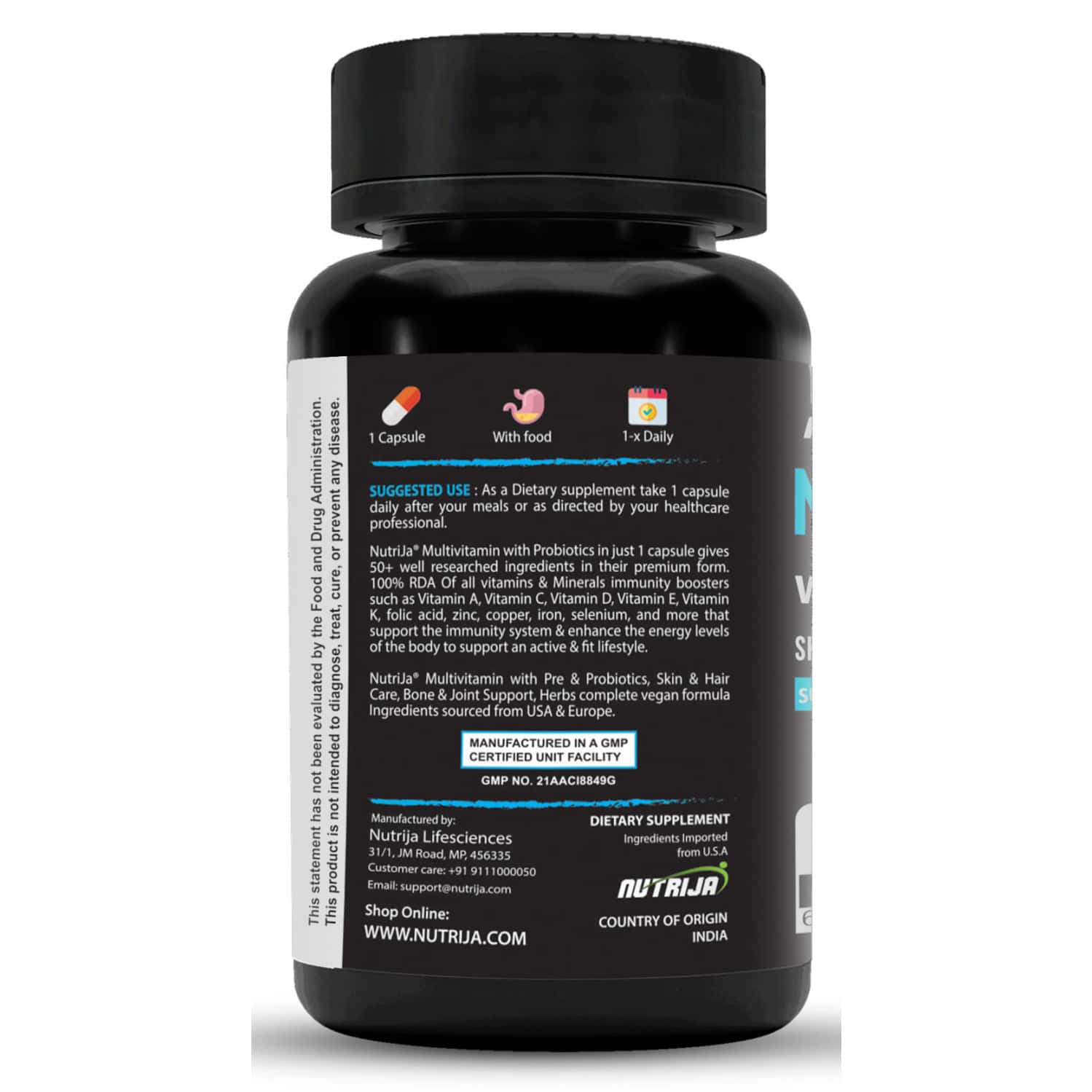 Buy NUTRIJA MULTIVITAMIN FOR MEN & WOMEN WITH PROBIOTICS-60 CAPSULES ...