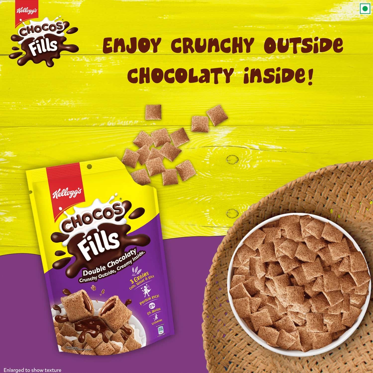 Buy KELLOGG'S CHOCOS FILLS DOUBLE CHOCOLATY 17OG POUCH Online & Get ...