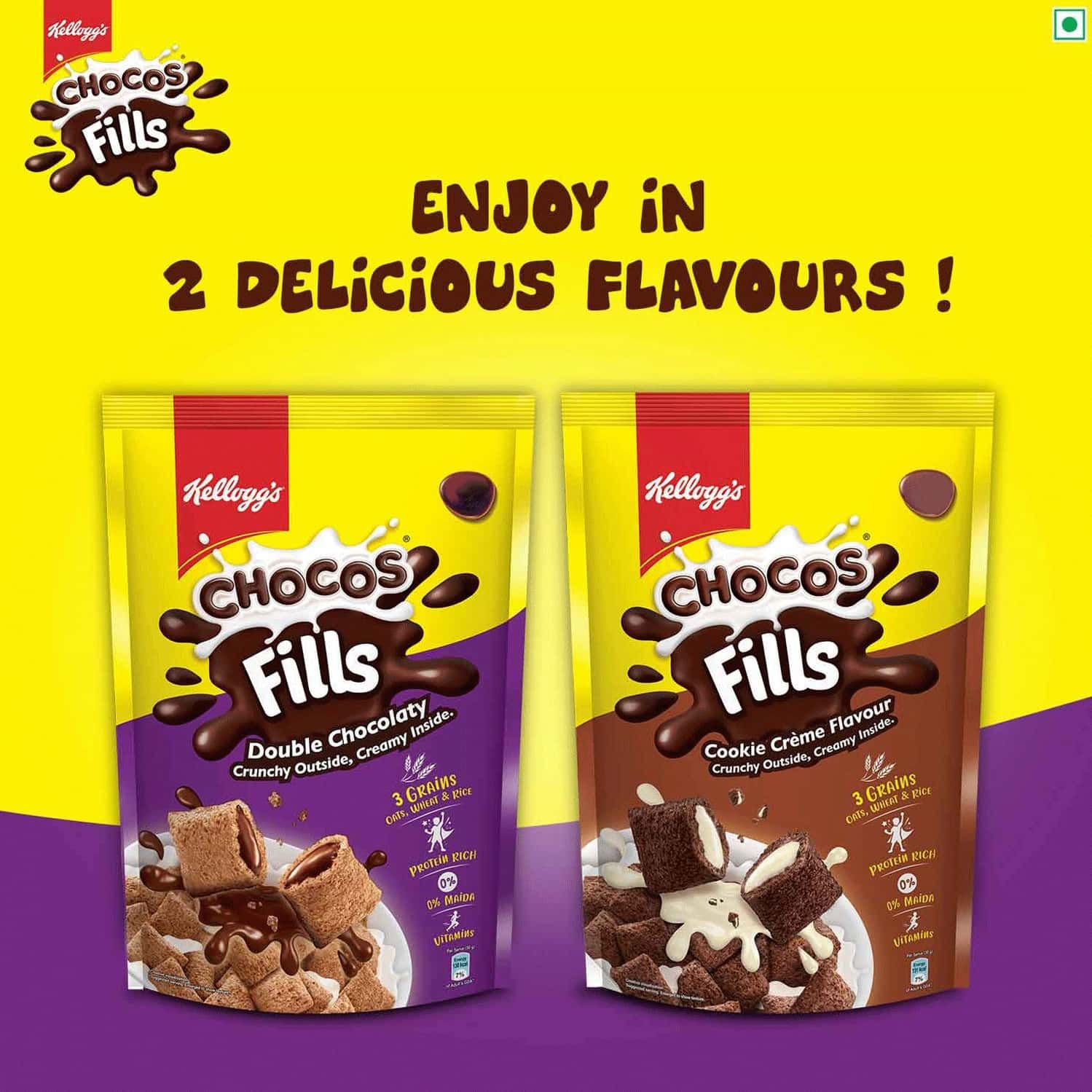 Buy KELLOGG'S CHOCOS FILLS DOUBLE CHOCOLATY 17OG POUCH Online & Get ...