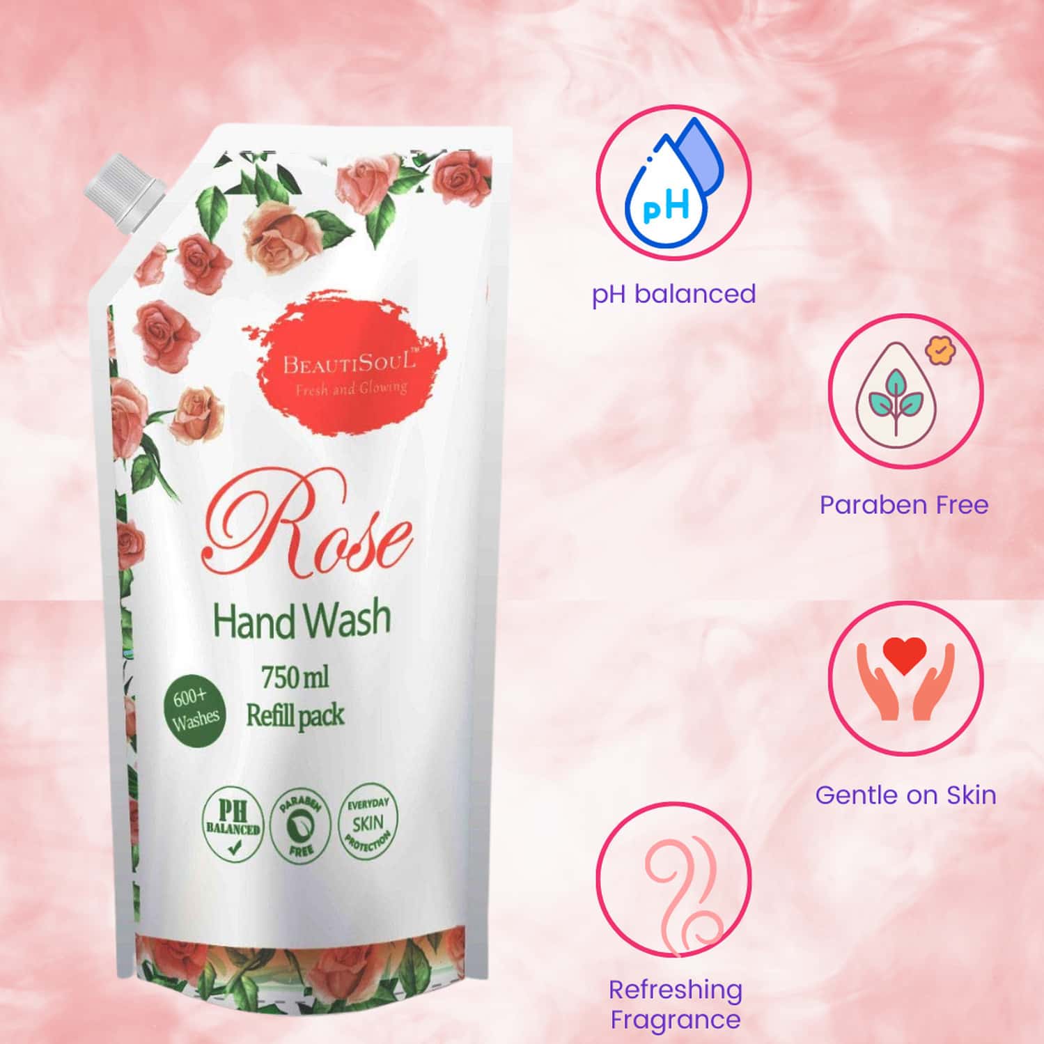 Buy BEAUTISOUL ROSE HANDWASH 750 ML REFILL PACK WITH PURE ROSE ...