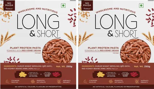 Buy LONG & SHORT PLANT PROTEIN PENNE PASTA - RED KIDNEY BEAN PASTA NO ...