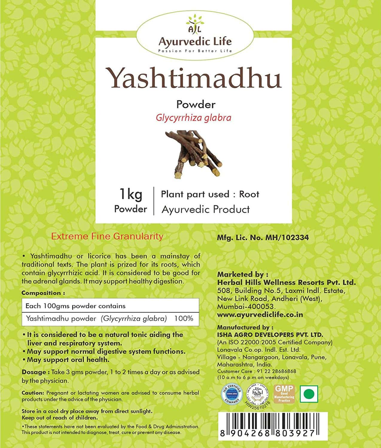 Buy AYURVEDIC LIFE YASHTIMADHU POWDER - 1 KG VALUE PACK OF 2 Online ...