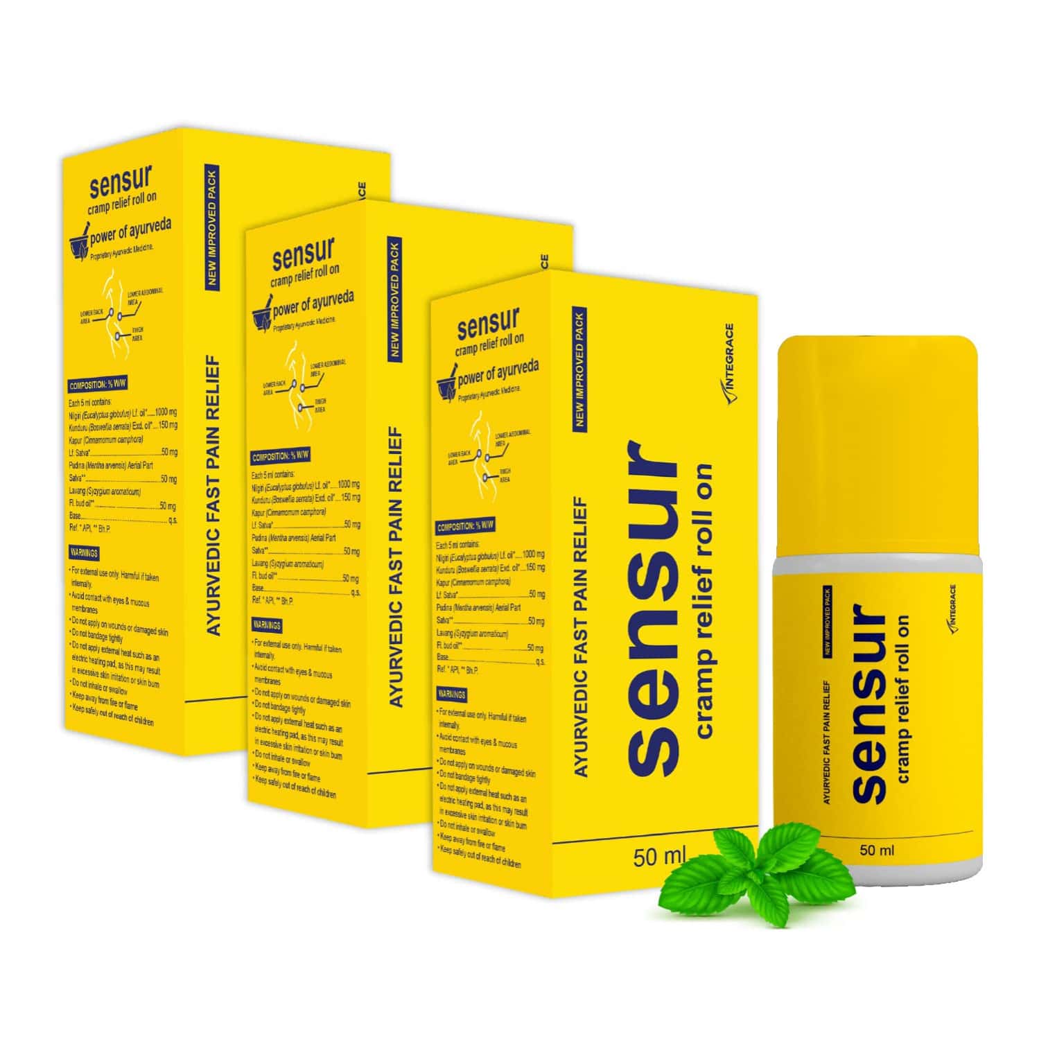 Buy SENSUR AYURVEDIC CRAMP RELIEF ROLL ON - 3 X 50ML (PACK OF 3)| FAST ...