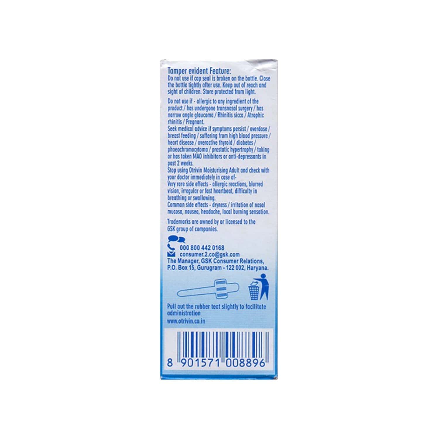 Buy OTRIVIN MOISTURISING ADULT BOTTLE OF 10ML NASAL DROPS Online & Get ...