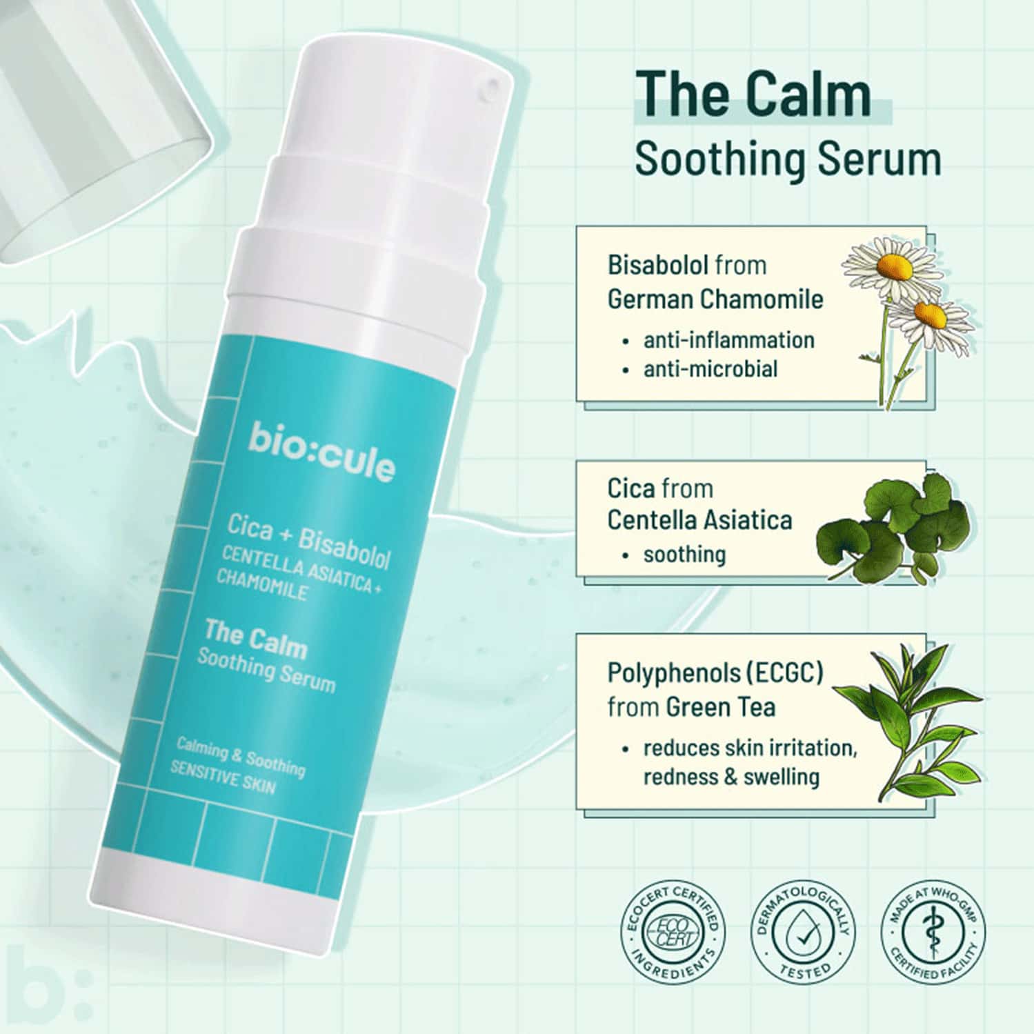 Buy BIOCULE THE CALM SOOTHING FACE SERUM WITH CICA + BISABOLOL FOR SKIN ...